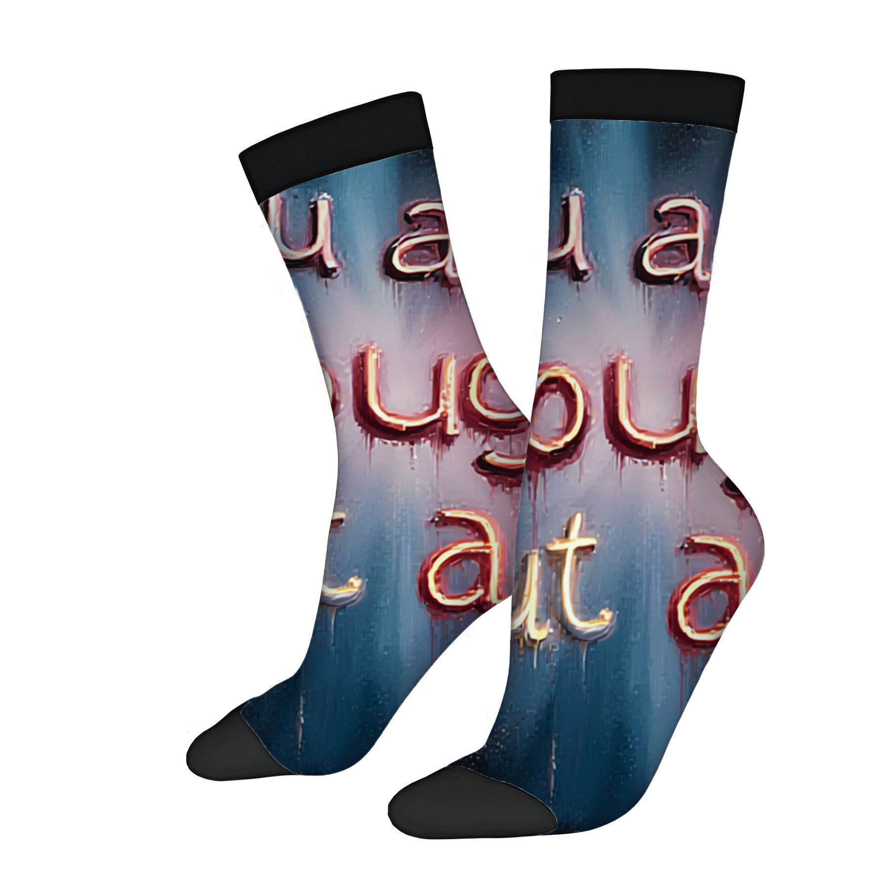 Vibrant Gradient Socks - 2 Pairs of Unisex Trendy Socks with Graffiti ...
