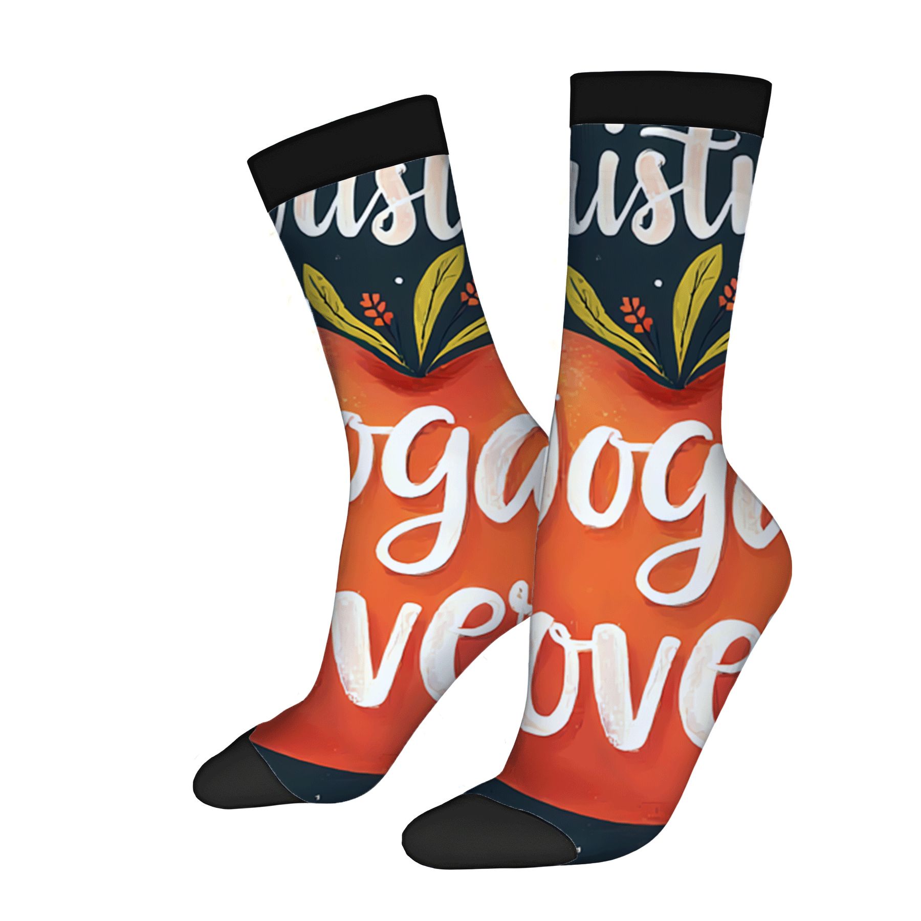 Vibrant Gradient Socks - Dark Blue to Orange with Leaves & Flowers ...