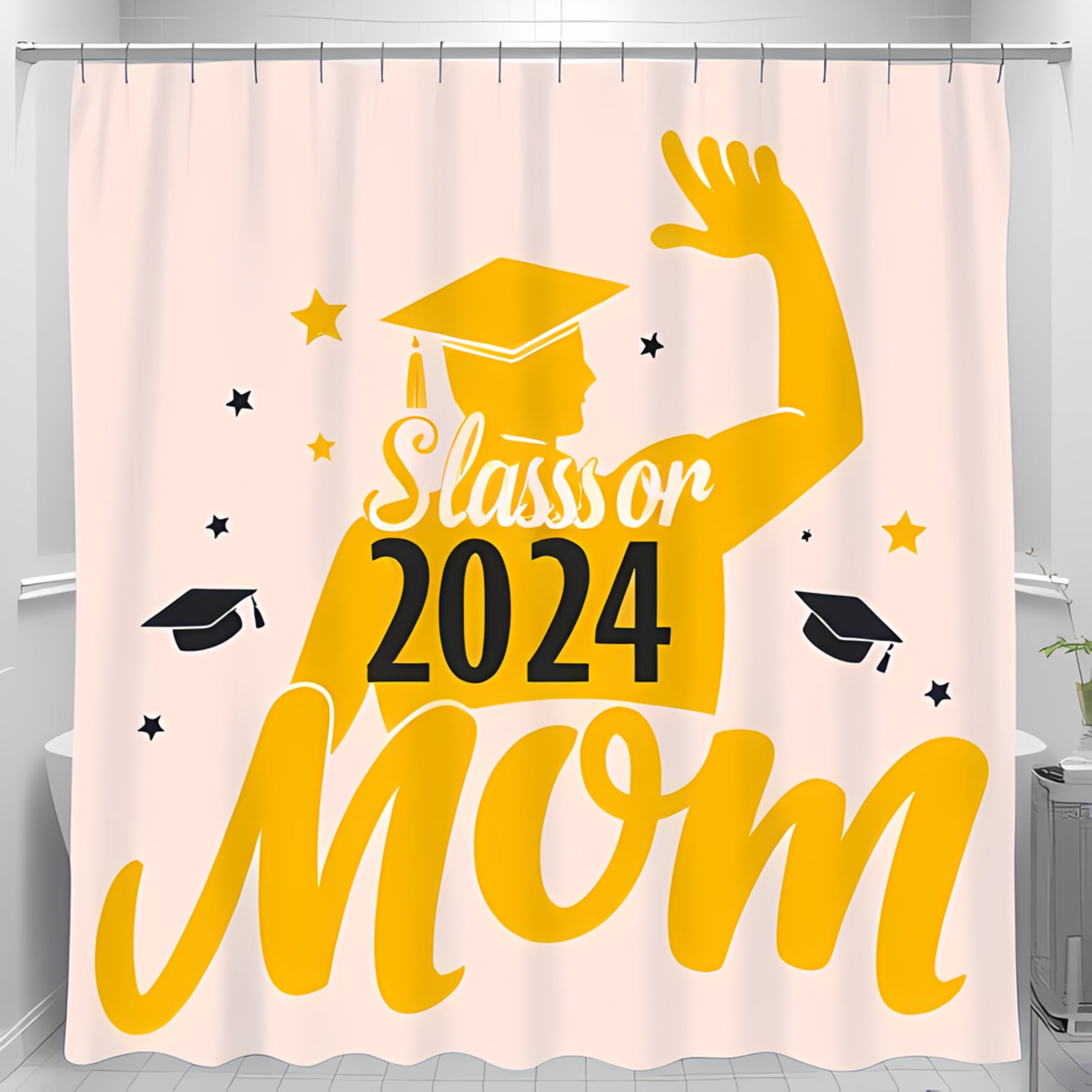 Vibrant Graduation Shower Curtain - Class of 2024 Design with Joyful ...