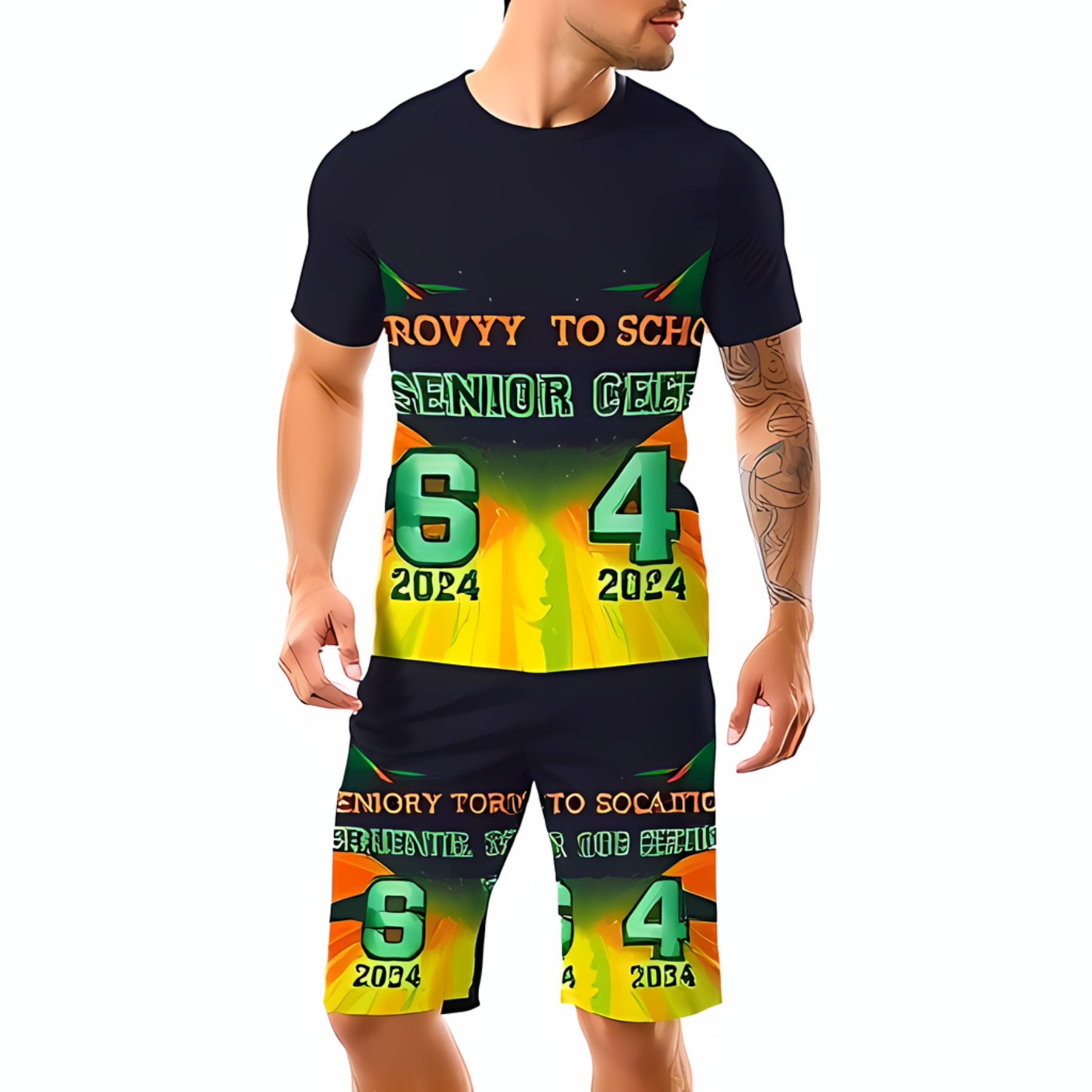 Vibrant Graduation T-Shirt and Shorts Set - Colorful Graphic Design ...