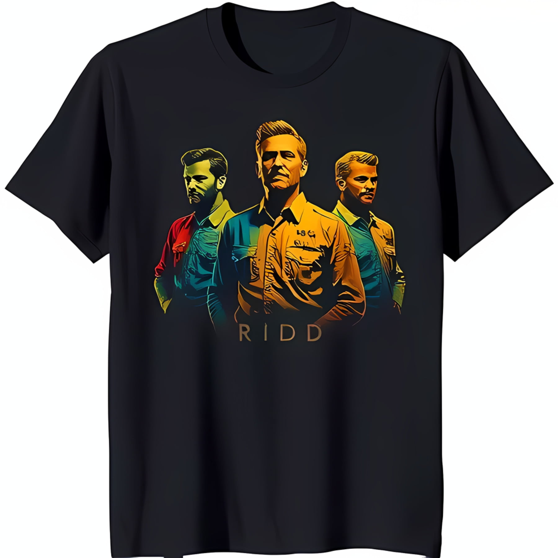 Vibrant Graphic T-Shirt for Men Yellow Shirt Design with 'RIDD' in Gold ...
