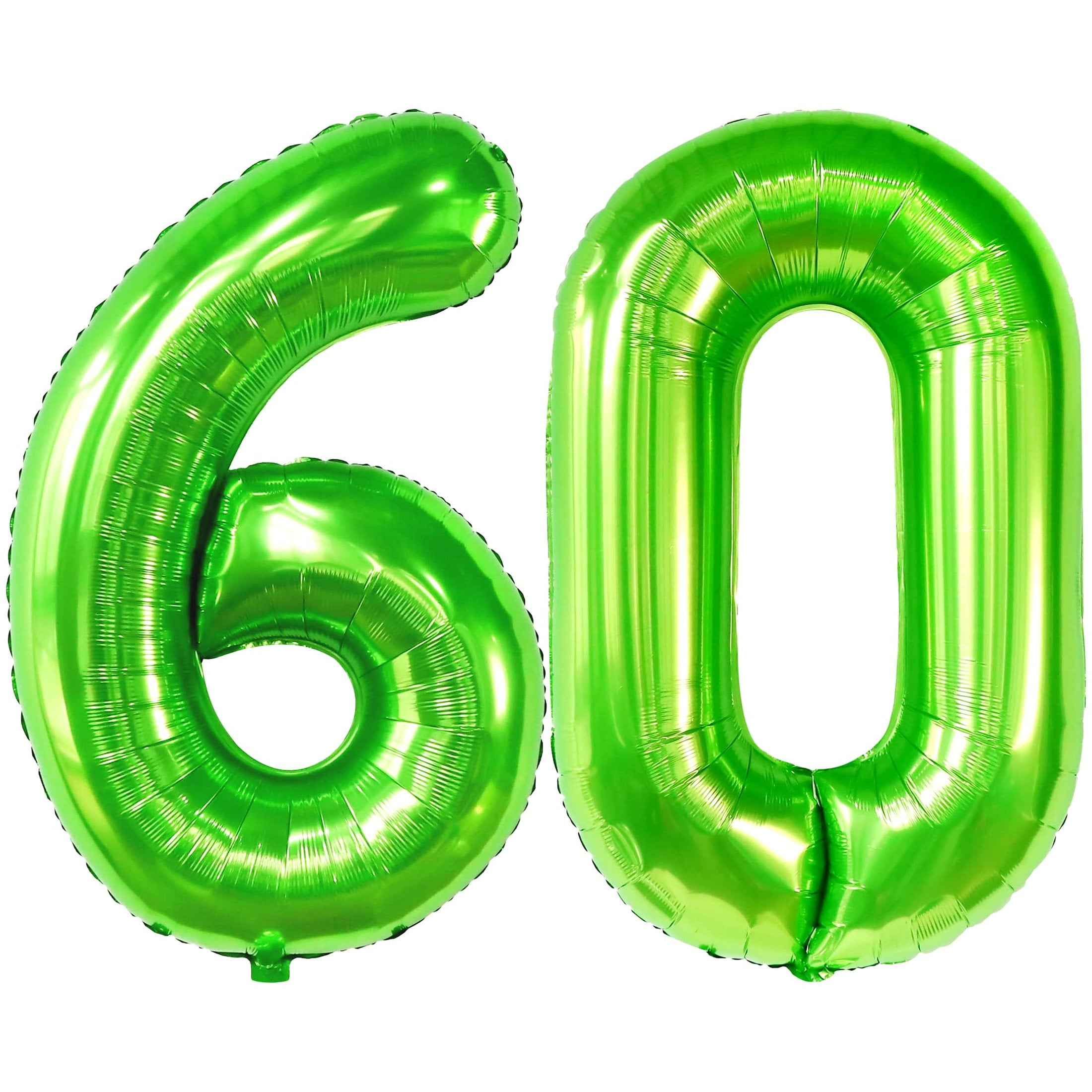 Vibrant Green 60 Balloon - 40 Inch Mylar Number 60 for 60th Birthday ...