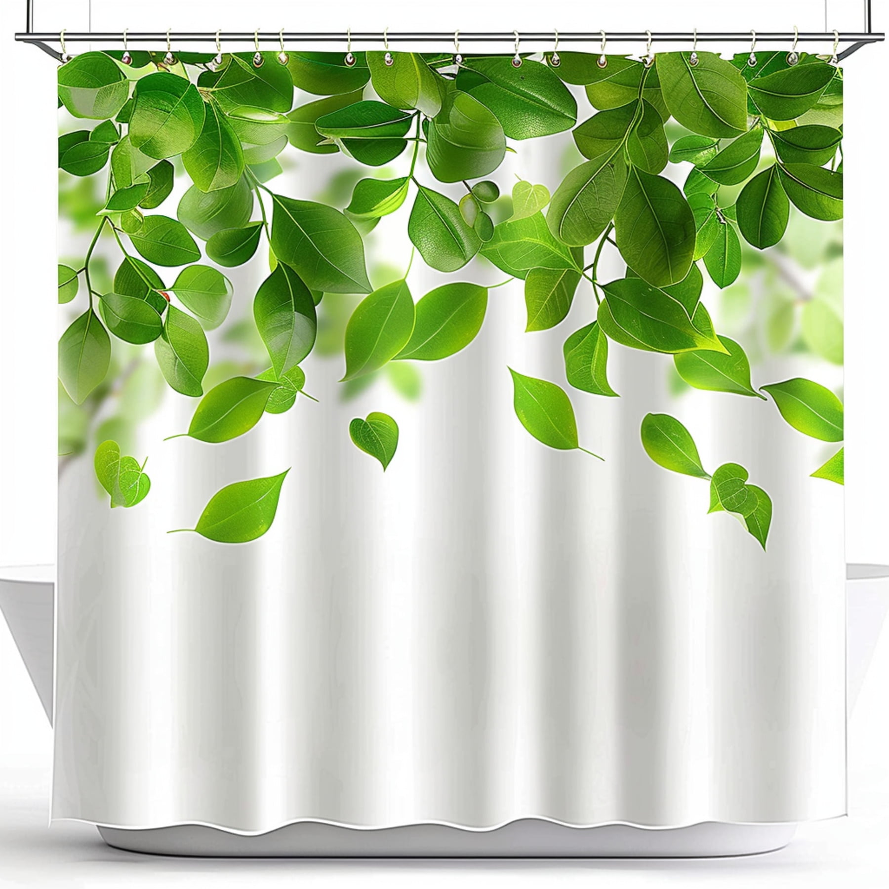 Vibrant Green Leaf Shower Curtain Refresh Your Bathroom with Nature ...