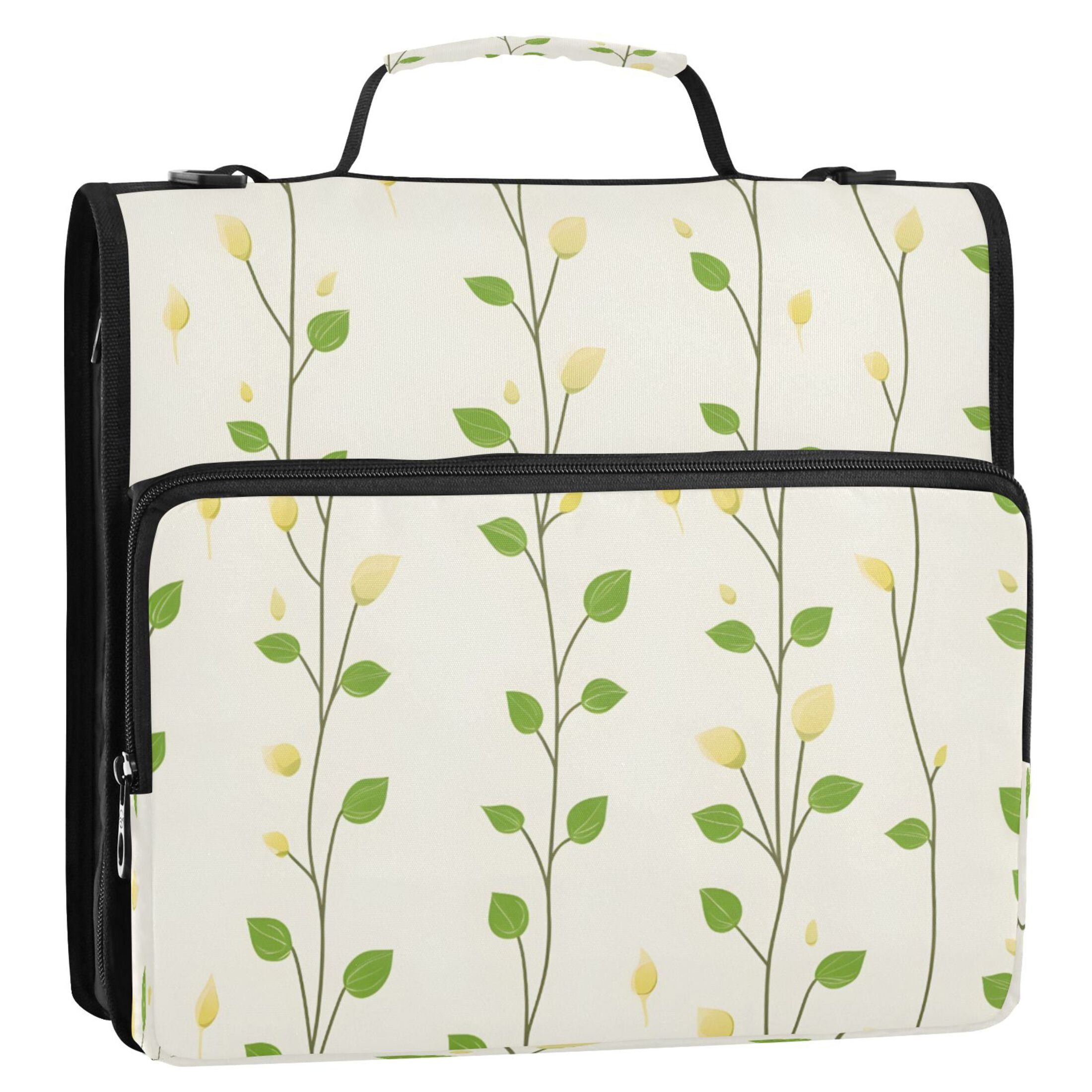 Vibrant Green Vines Stripes Lines Zipper Binder Bag 3 Ring Binder Bag ...