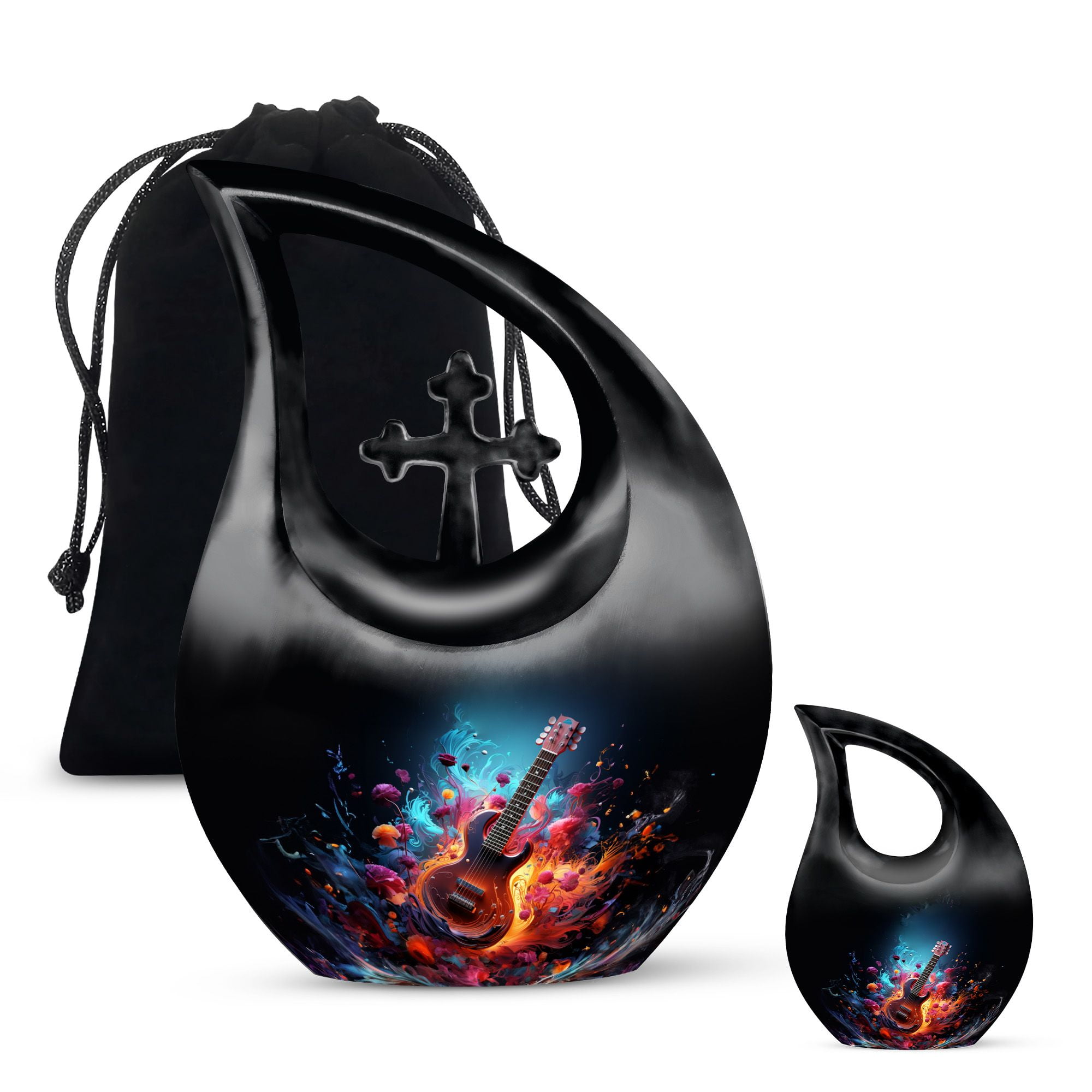 Vibrant Guitar Fantasy urn - urn for ashes adult male - large ...