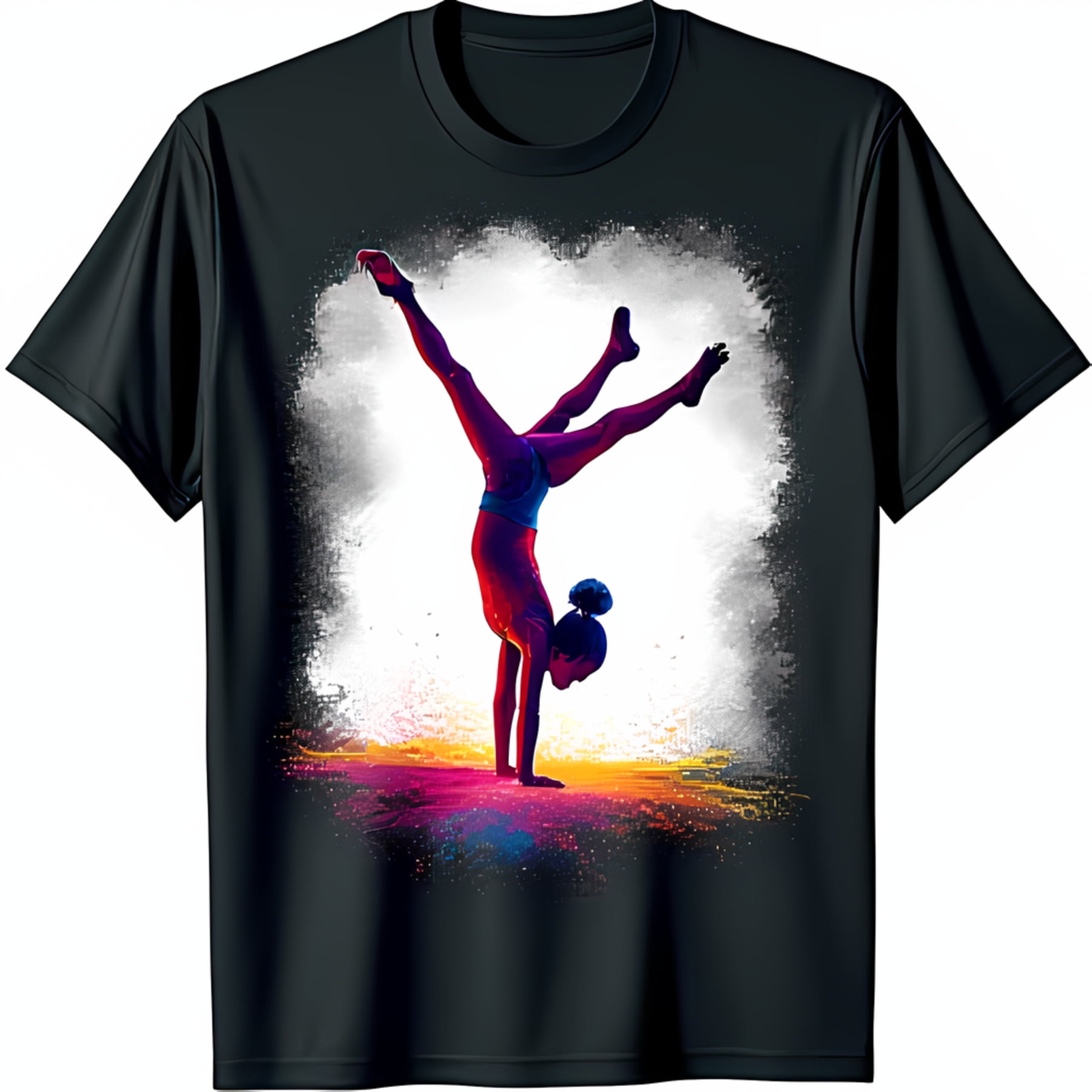 Vibrant Gymnast Handstand Graphic Black T-Shirt Bold Abstract Design ...