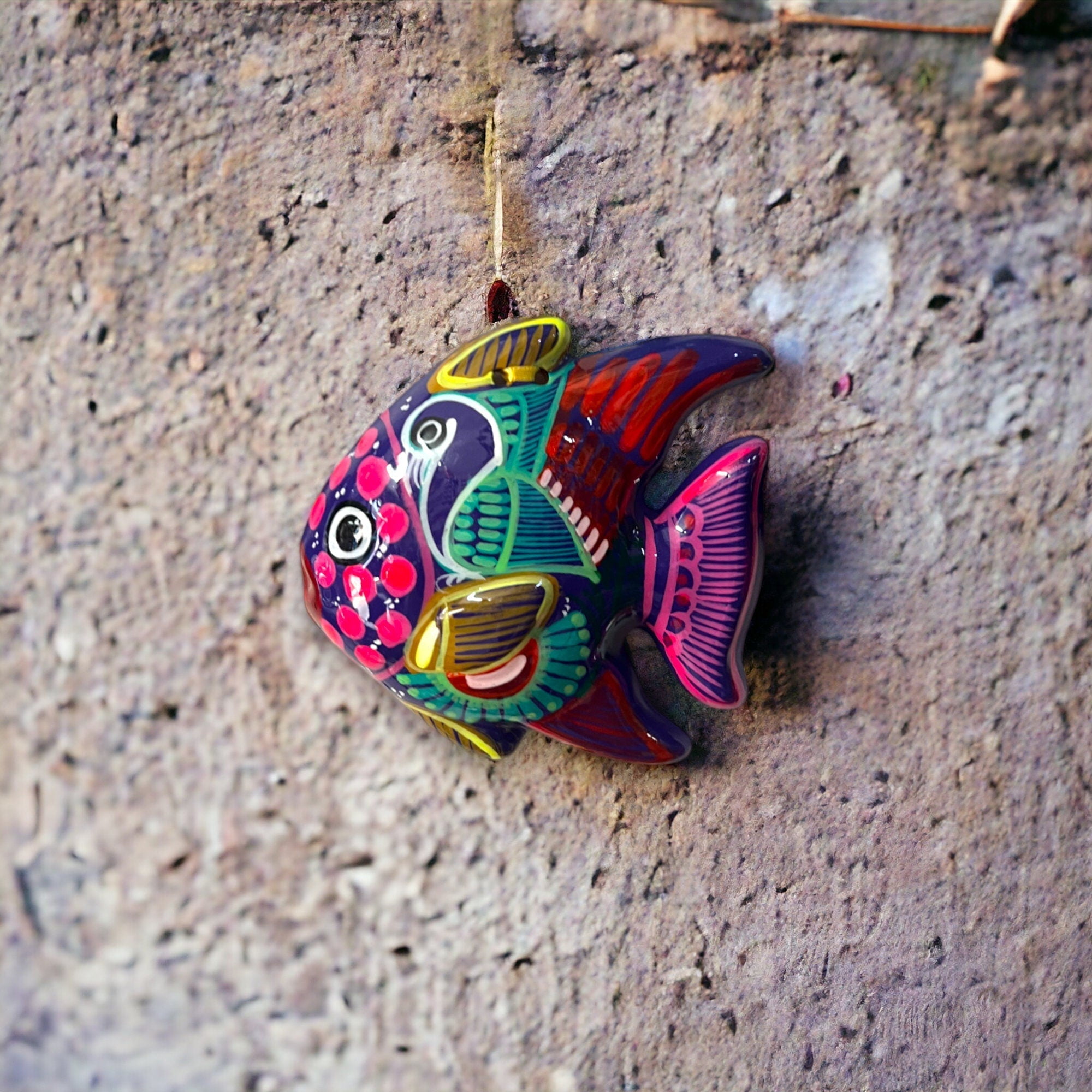 Vibrant Hand-Painted Talavera Fish Wall Decor | Mexican Artistry (Small ...