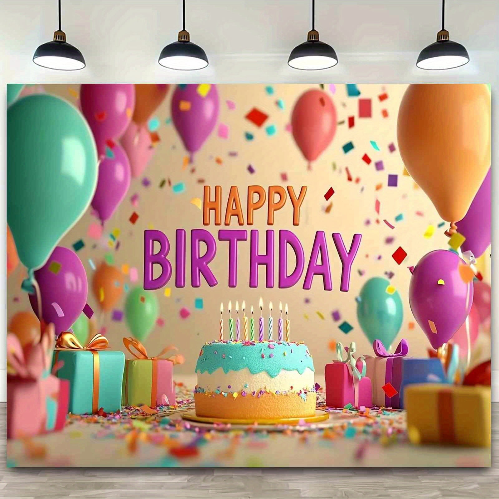 Vibrant Happy Birthday Party Banner - Colorful Balloons & Confetti ...