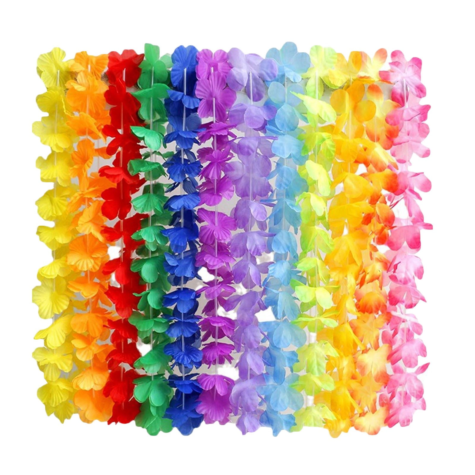 Vibrant Hawaiian Flower Lei Necklace Set 24-Piece Tropical Luau Party ...