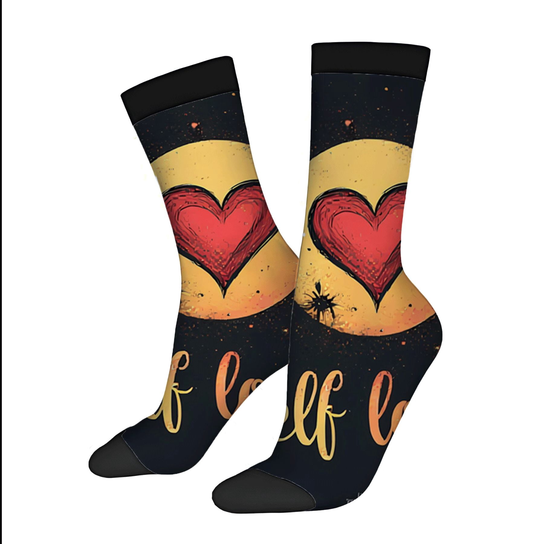 Vibrant Heart Design Socks - 2 Pairs of Unisex Trendy Socks with ...