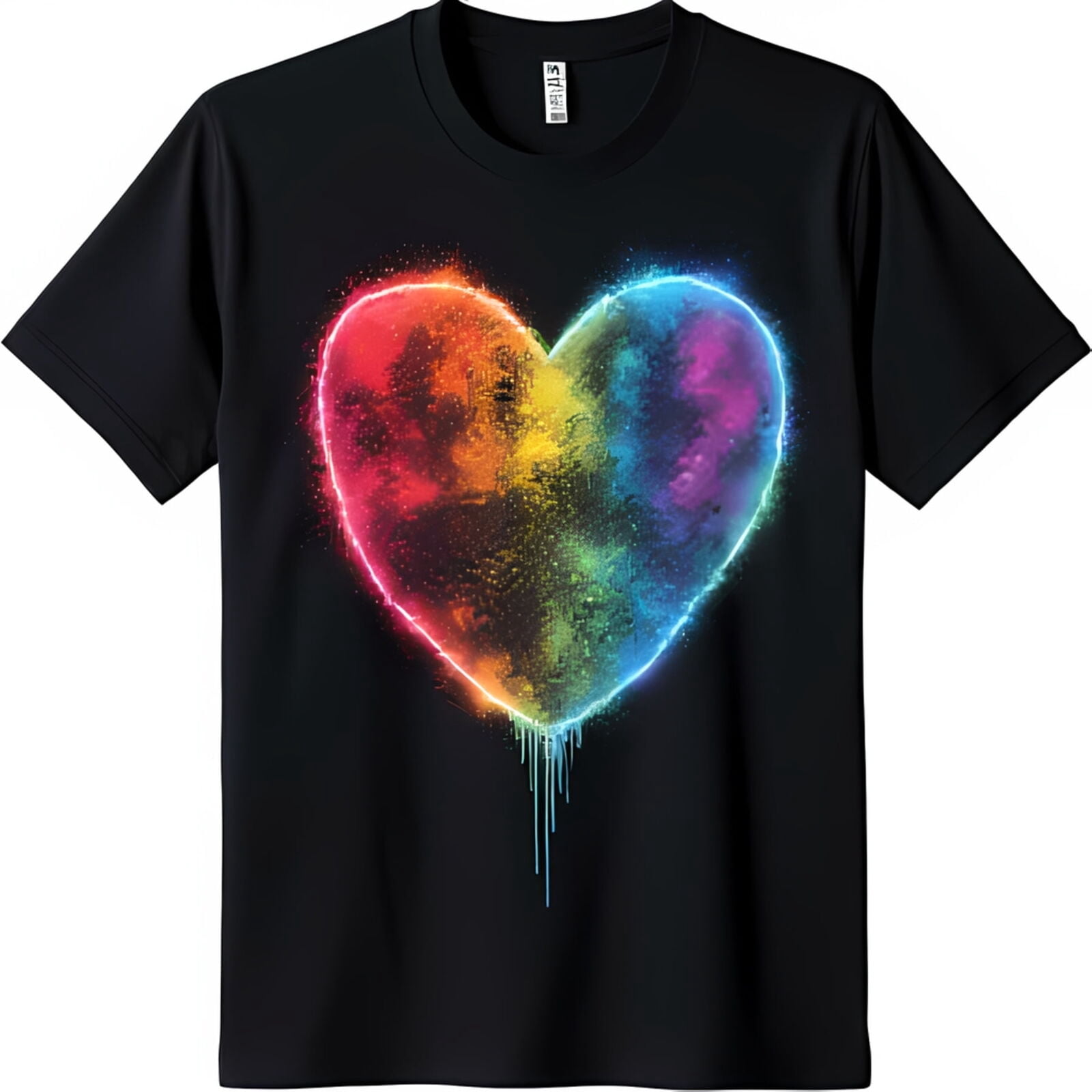 Vibrant Heart Graphic on Classic Black T-Shirt Stand Out in Style ...
