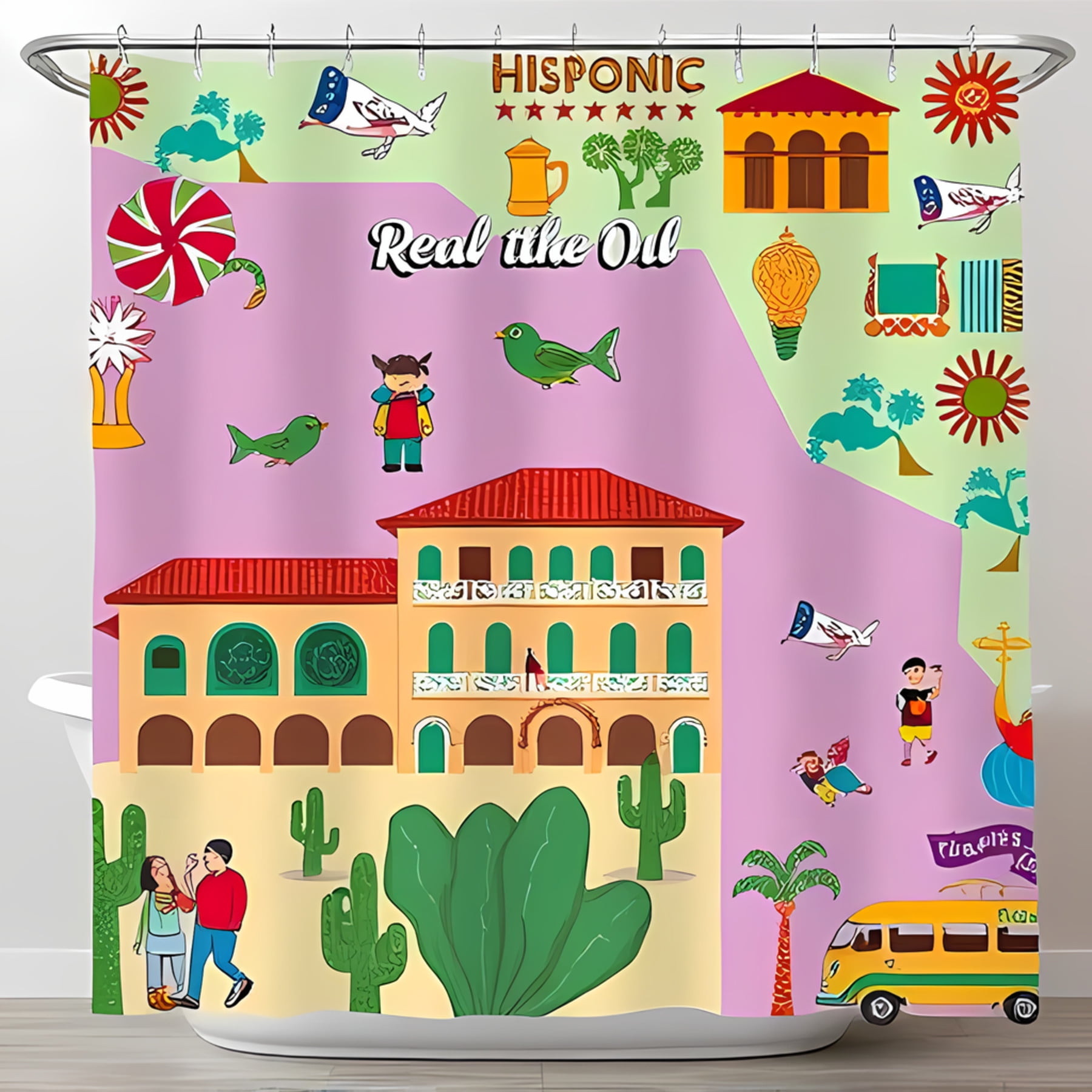 Vibrant Hispanic Culture Shower Curtain - Whimsical Spanish Colonial ...