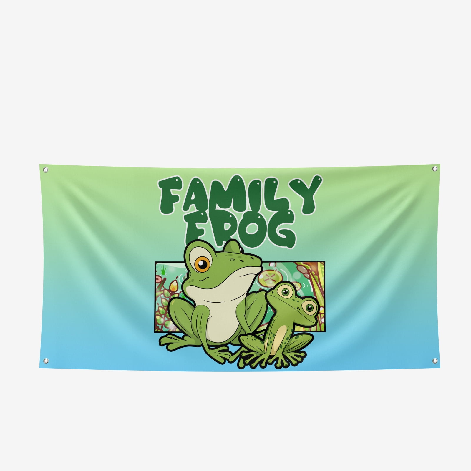 Vibrant Holiday Banner – Intriguing Festival Backdrop 35*70in Featuring Frogs, Perfect for Party ...