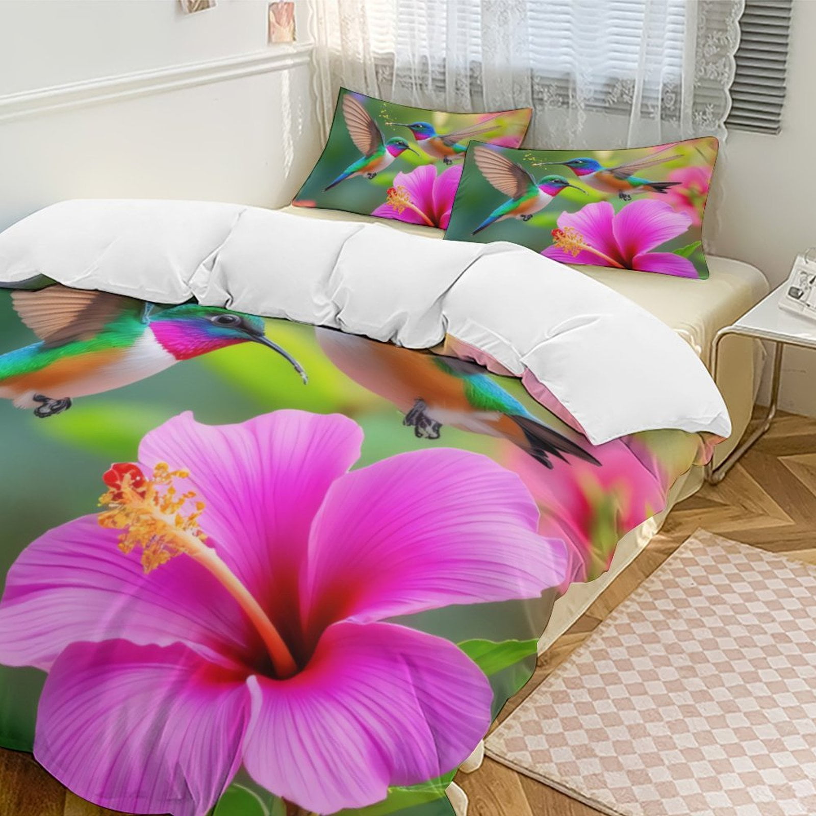 Vibrant Hummingbirds Floral Print 3D Duvet Cover Set Quilt Cover Theme ...