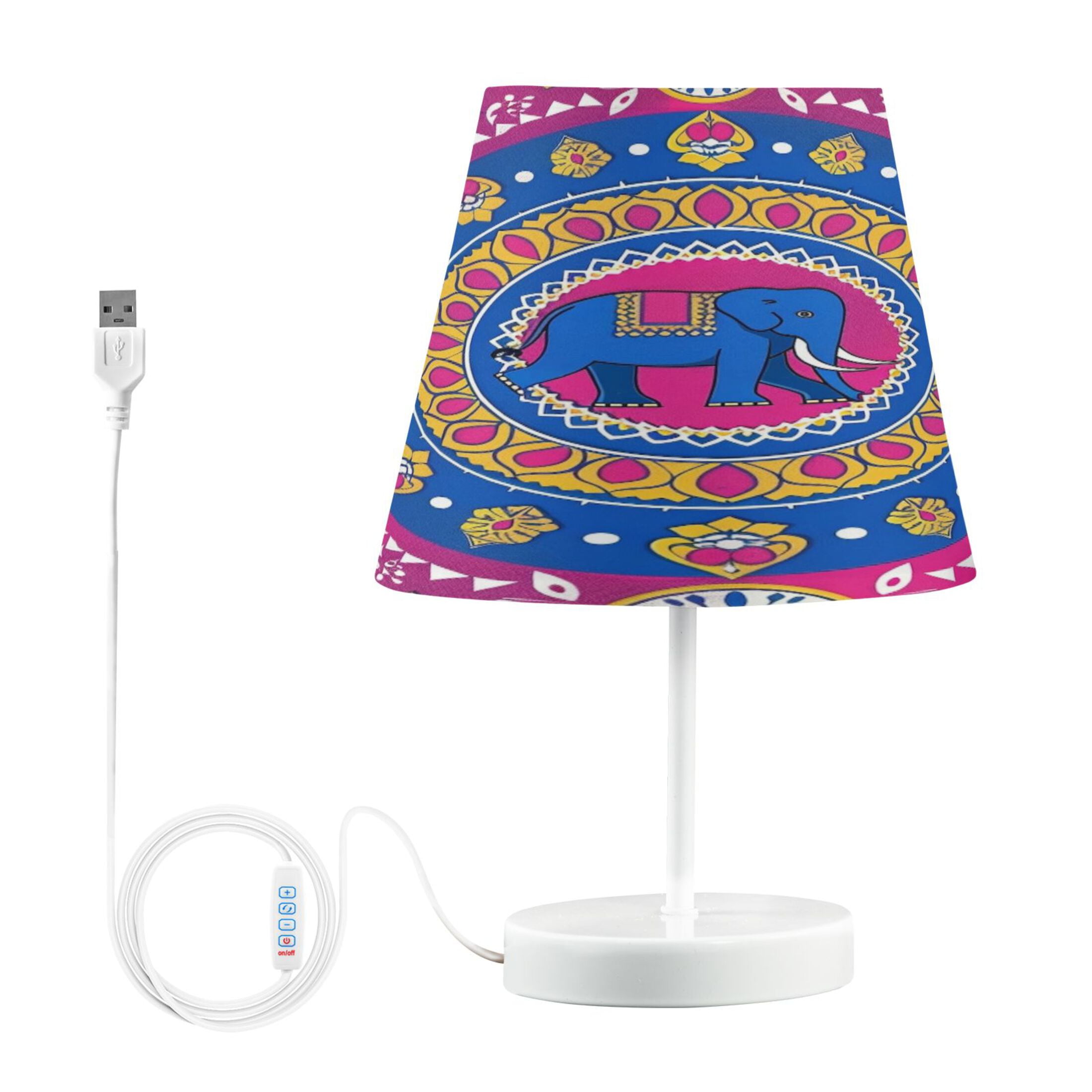 Vibrant Indian Elephant Desk Lamp LED Table Nightstand Lamps with 3 ...