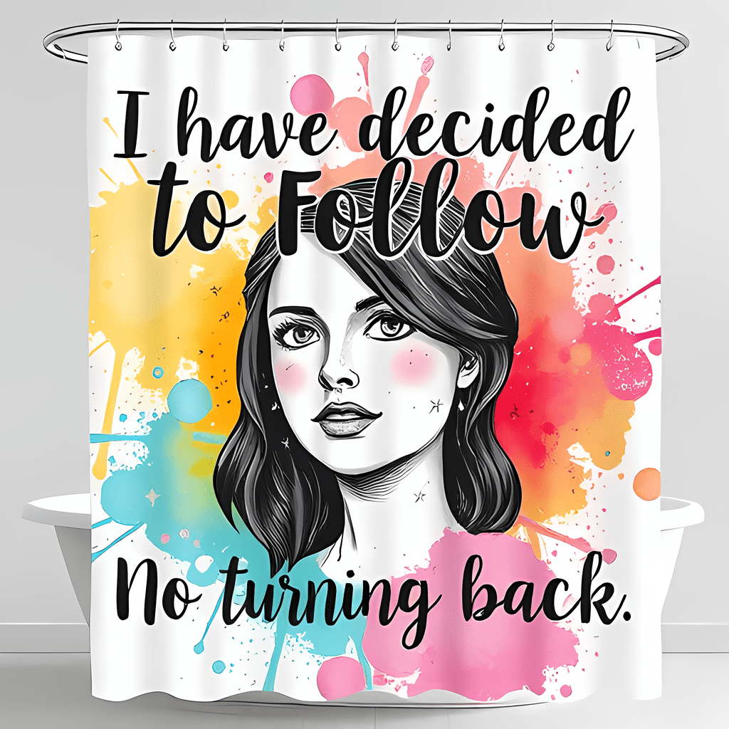 Vibrant Ink Portrait Shower Curtain with Colorful Watercolor Splashes ...