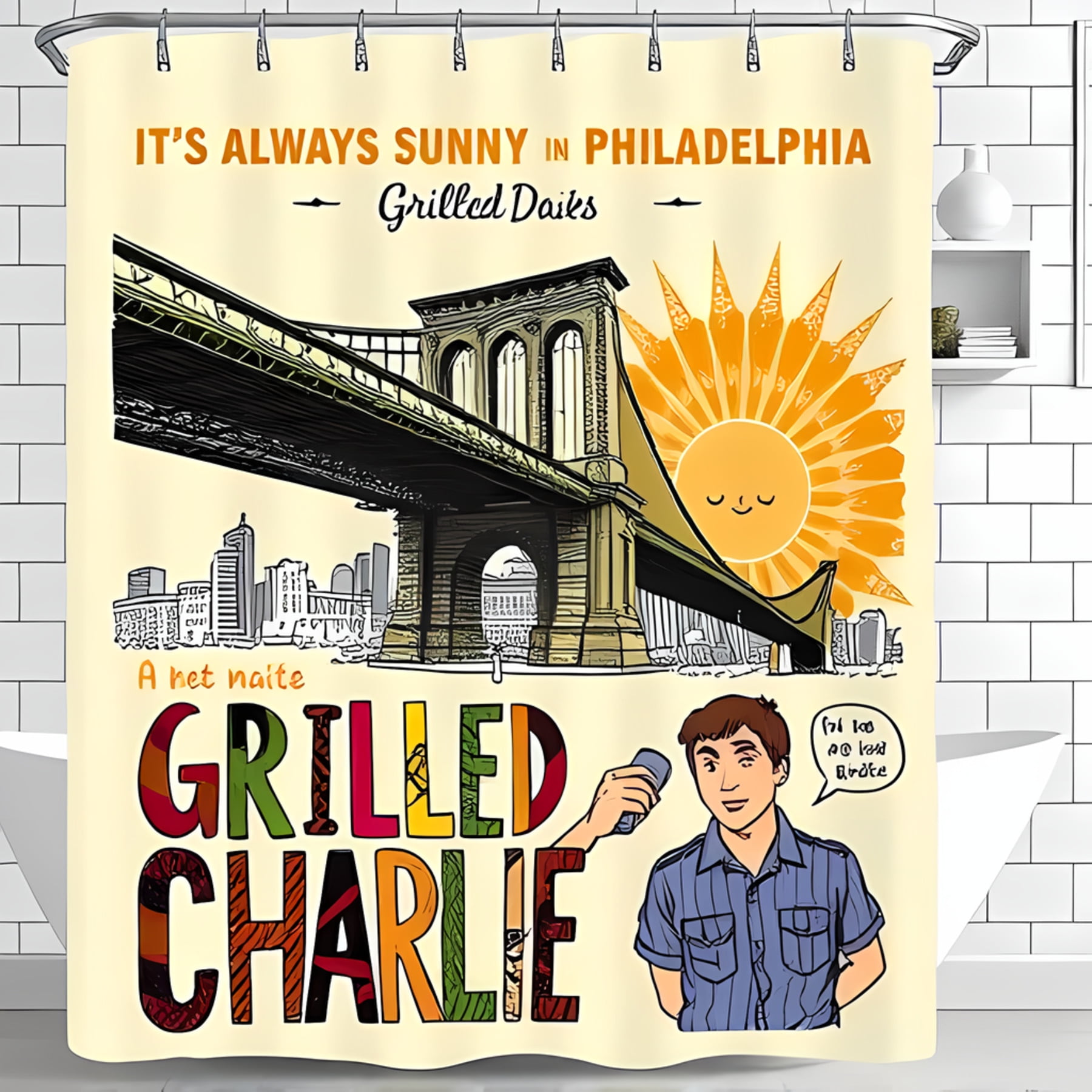 Vibrant 'It's Always Sunny in Philadelphia' Shower Curtain with ...