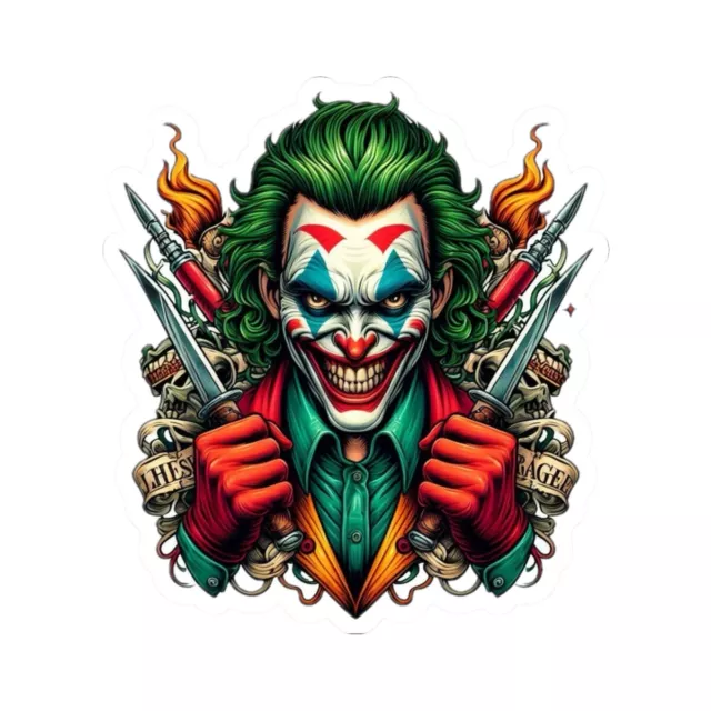Vibrant Joker Knife Wielding Clown Stickers Classic Cinema Decals ...
