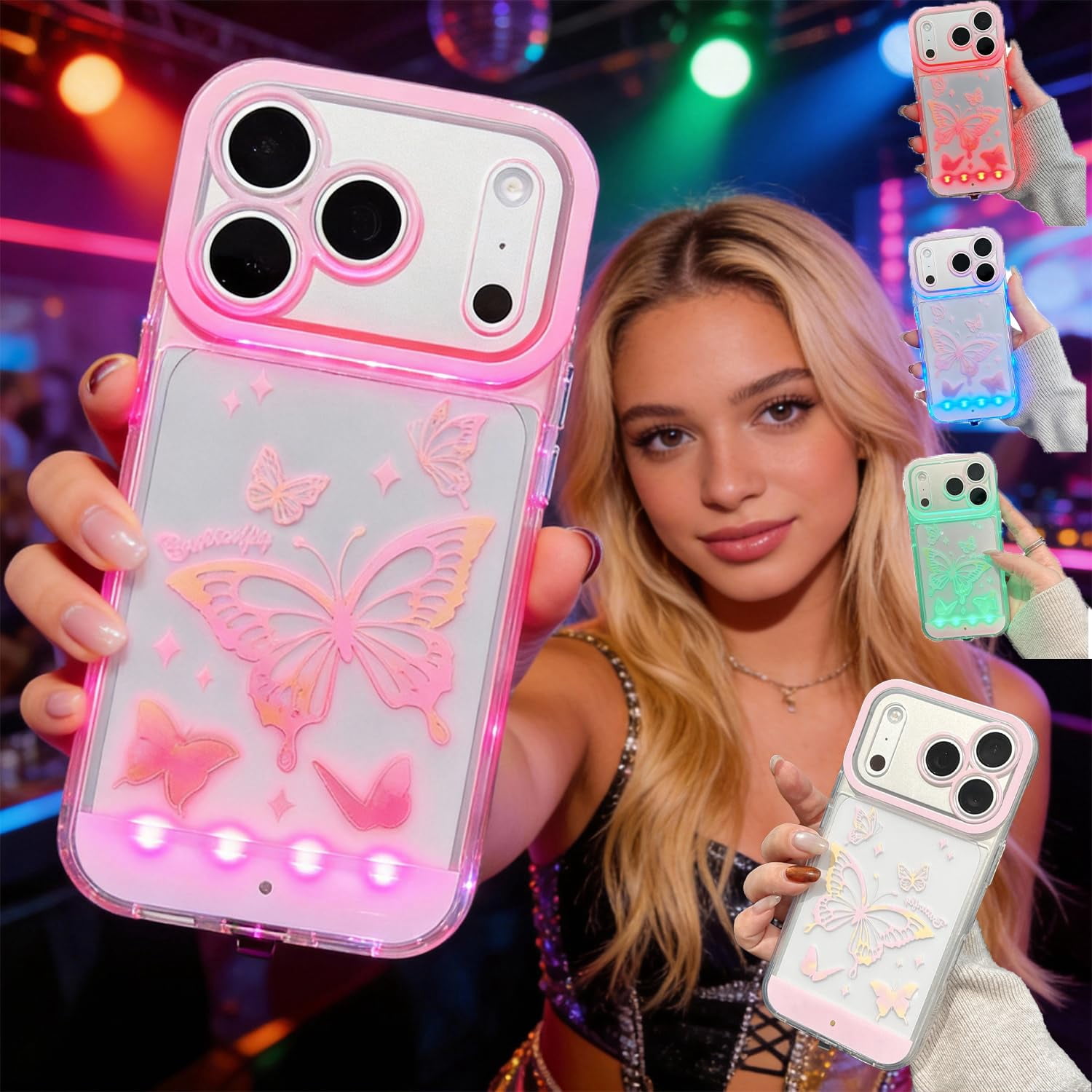 Vibrant LED Light Up Case for iPhone 11-17 Pro Max, Sound Activated ...