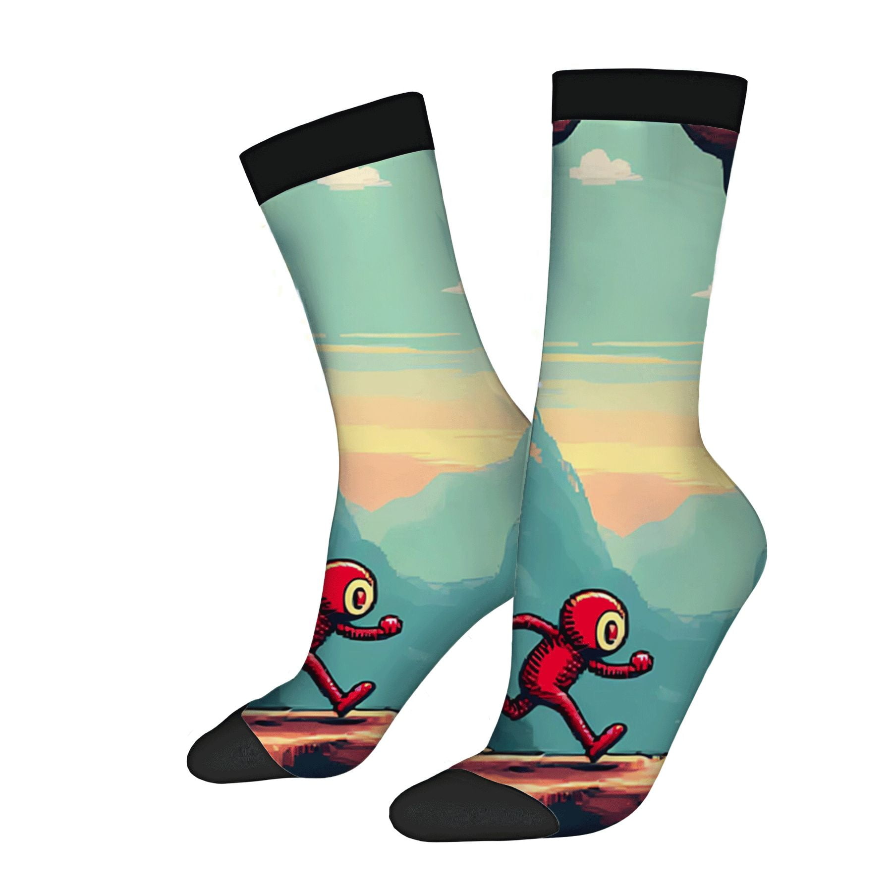 Vibrant Landscape Socks - 2 Pairs of Unisex Trendy Socks with Colorful ...