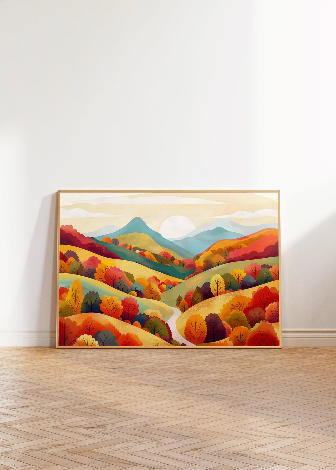 Vibrant Landscape Wall Art, Maximalist Floral Print, Abstract Colorful ...