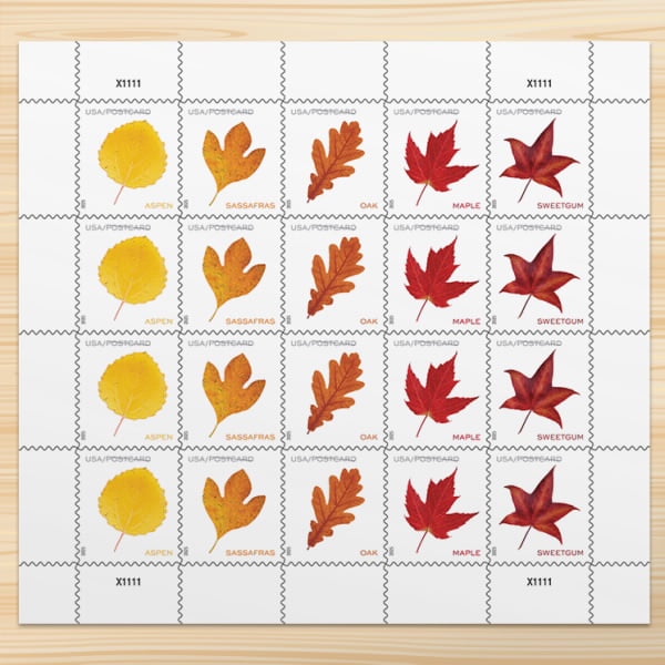 Vibrant Leaves POSTCARD RATE USPS Postage Stamp 2 Sheets of 20 US First ...