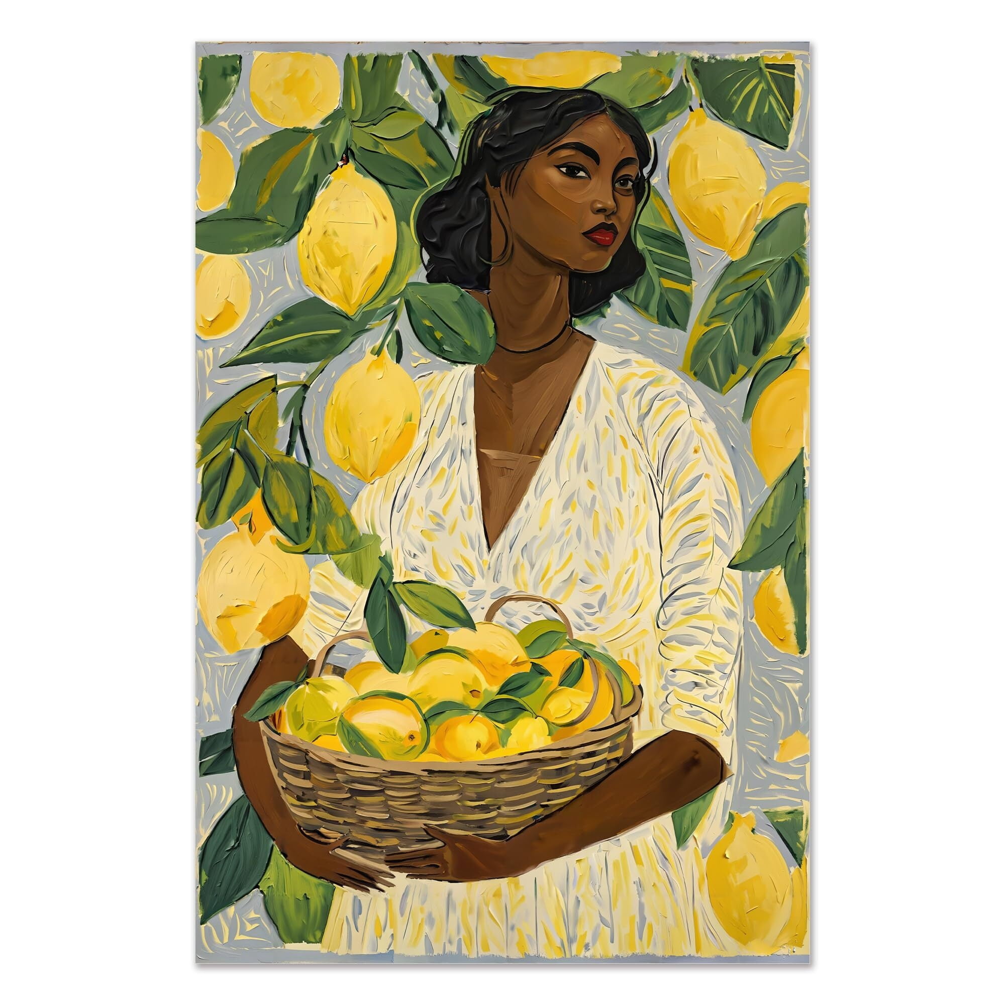 Vibrant Lemon Harvest Canvas Print - Black Woman Wall Decor Black Girl ...