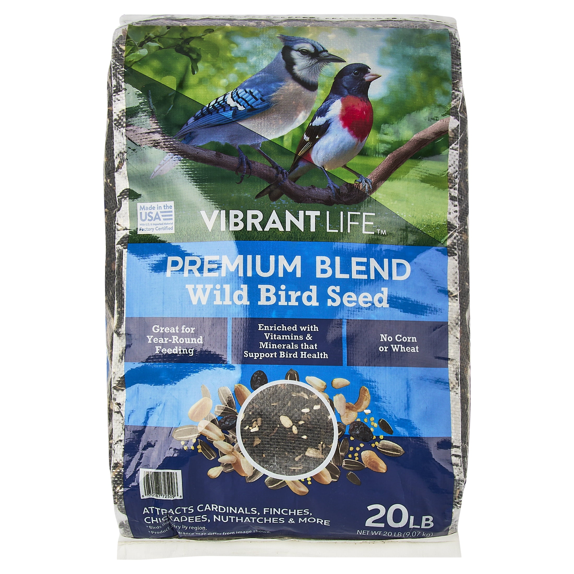 Vibrant Life Premium Blend Wild Bird Seed, 20 lb Bag - Walmart.com