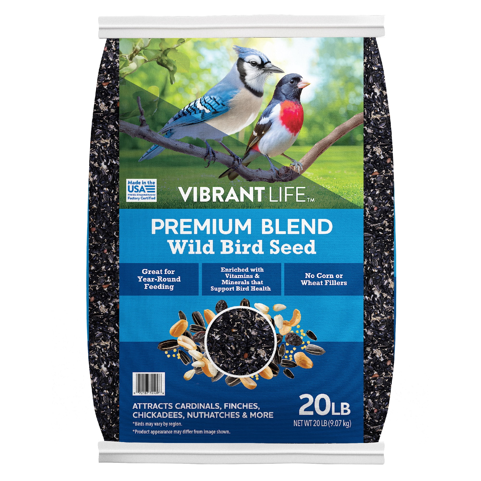 Vibrant Life Premium Blend Wild Bird Seed, 20 lb Bag - Walmart.com