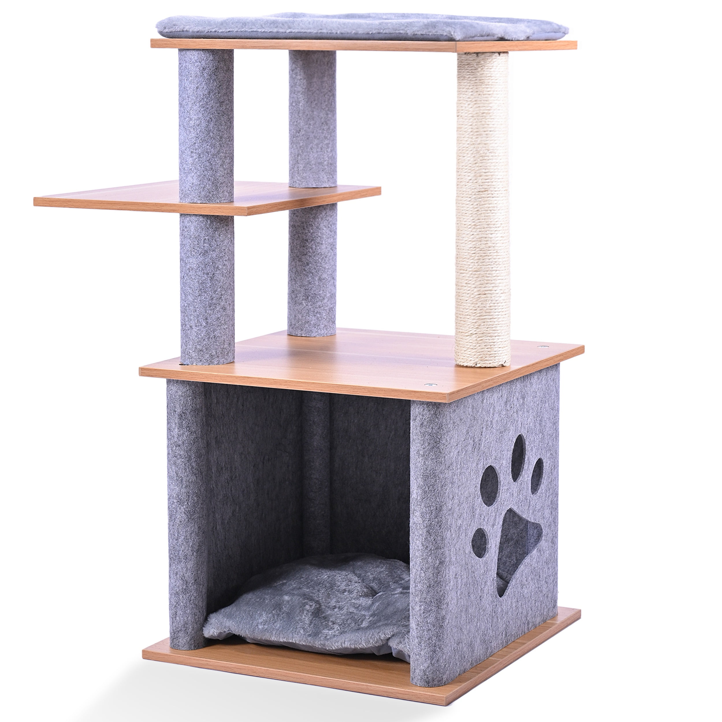 Vibrant Life 31.5inch Wooden Cat Tree Tower with Large Condo and Perch ...