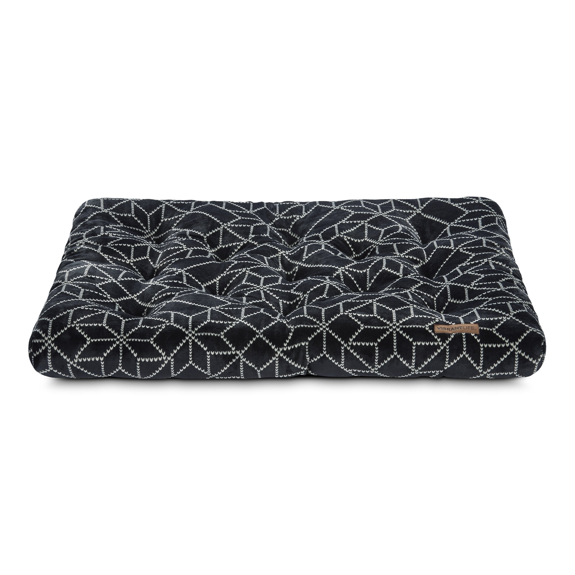 Vibrant Life Extra Large Holiday Tufted Mat Dog Bed, Black Geo ...