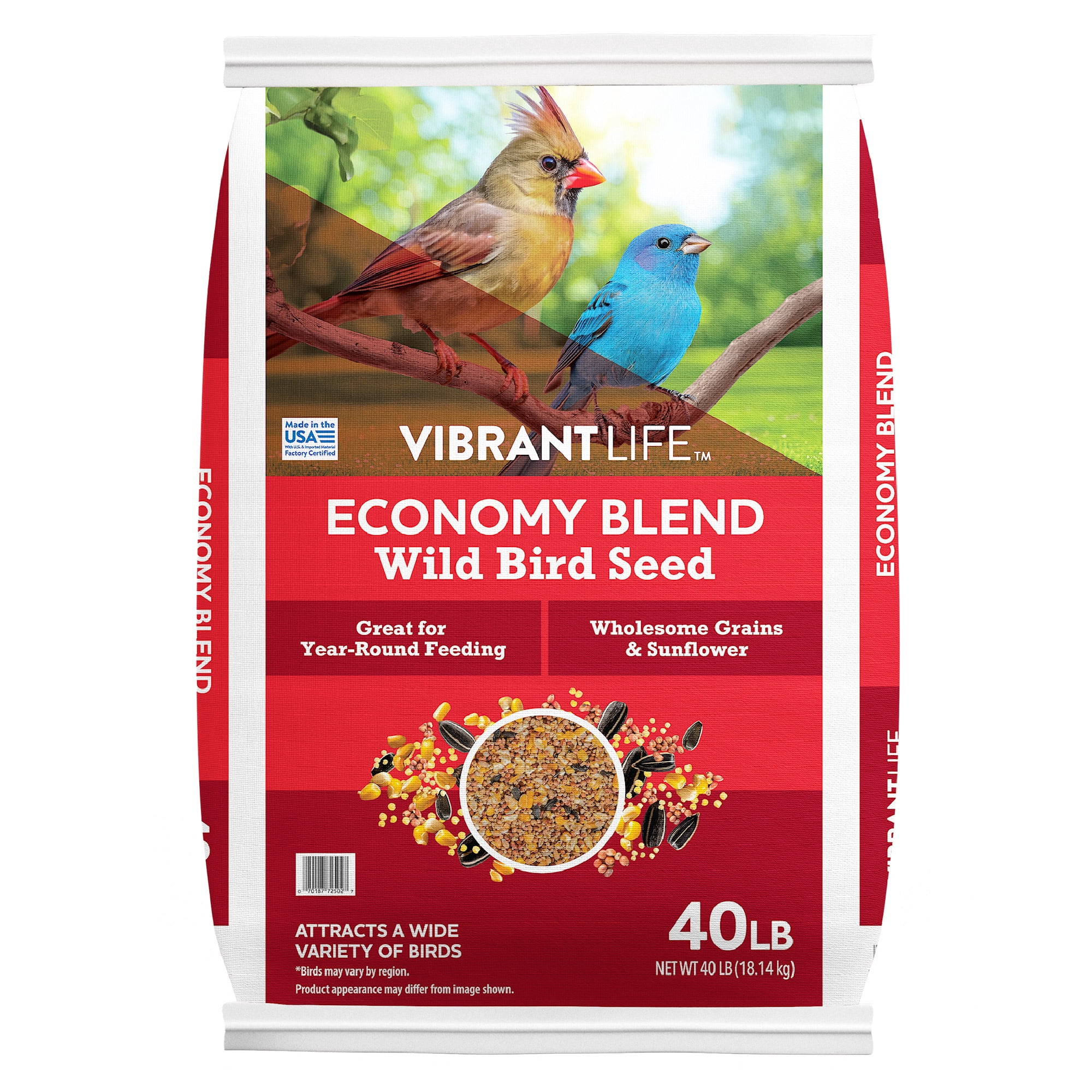 Vibrant Life Wild Bird Seed, Economy Blend, 40 lb Bag - Walmart.com
