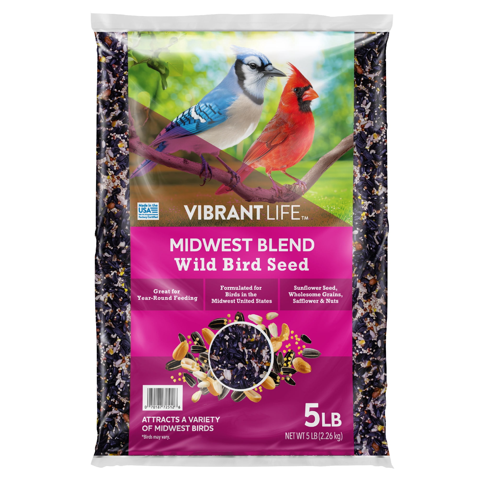 Vibrant Life Midwest Blend Wild Bird Seed, 5 lb Bag - Walmart.com