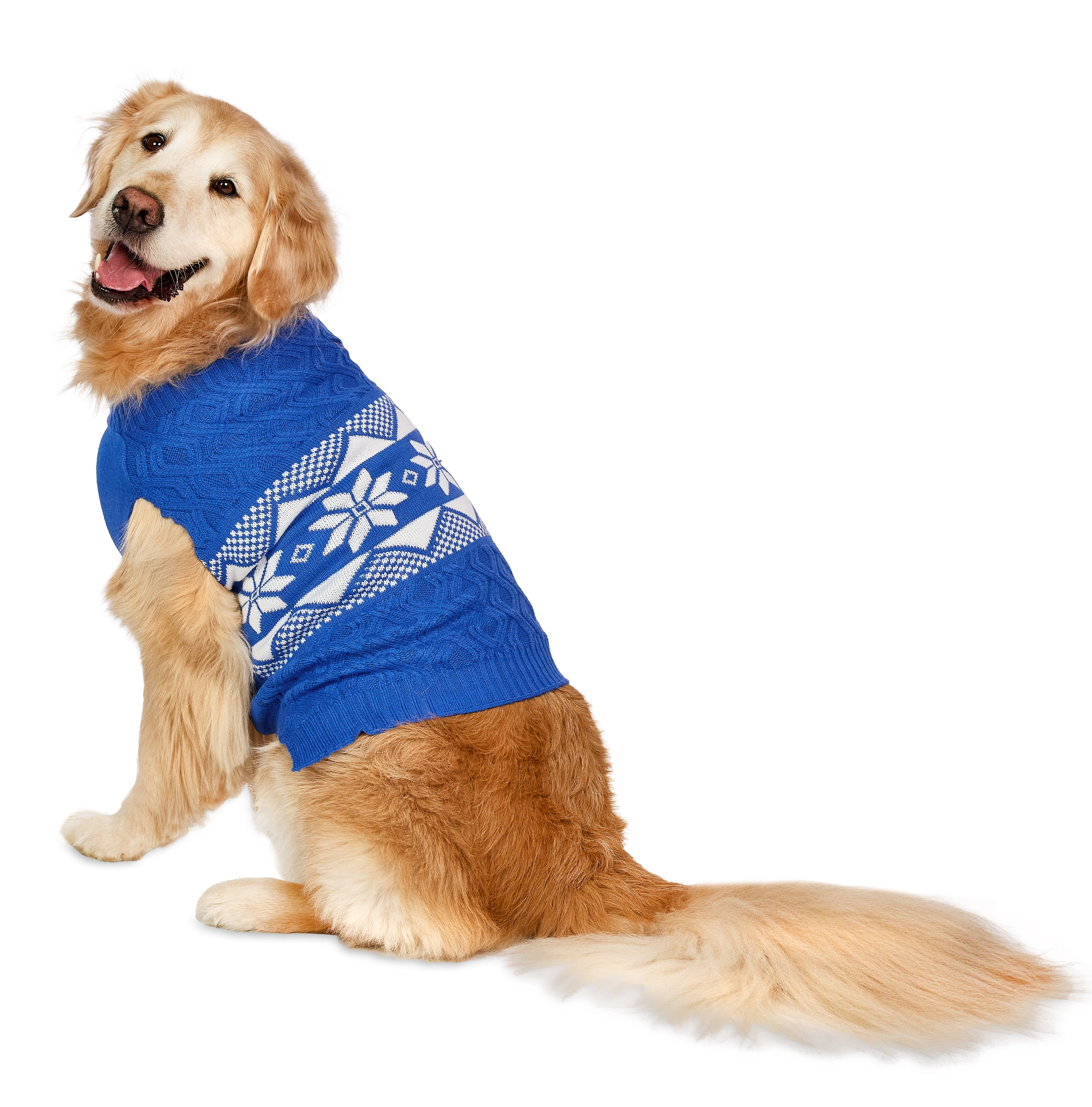 Vibrant Life Holiday Pet Sweater for Dogs, Snowflakes, Blue, Large ...