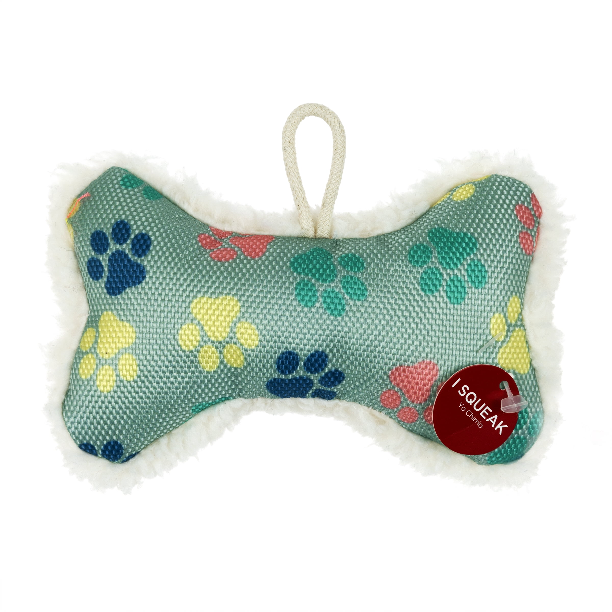 Vibrant Life Cozy Buddy Squeaky Bone Dog Toy, Paw Prints, Chew Level 1 ...