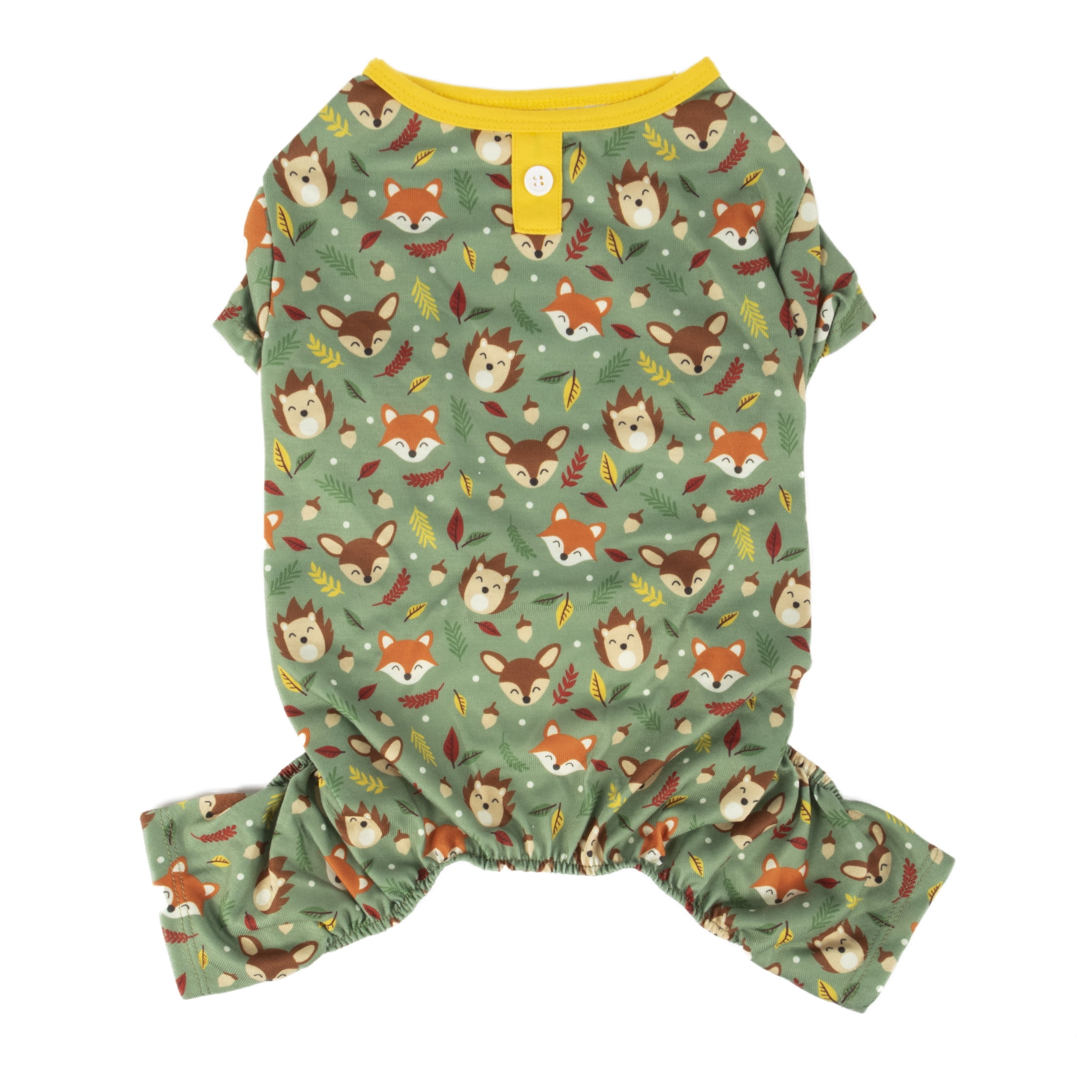 Vibrant Life Dog Clothes, Fall Green Forest Animal Print Pajama, for ...