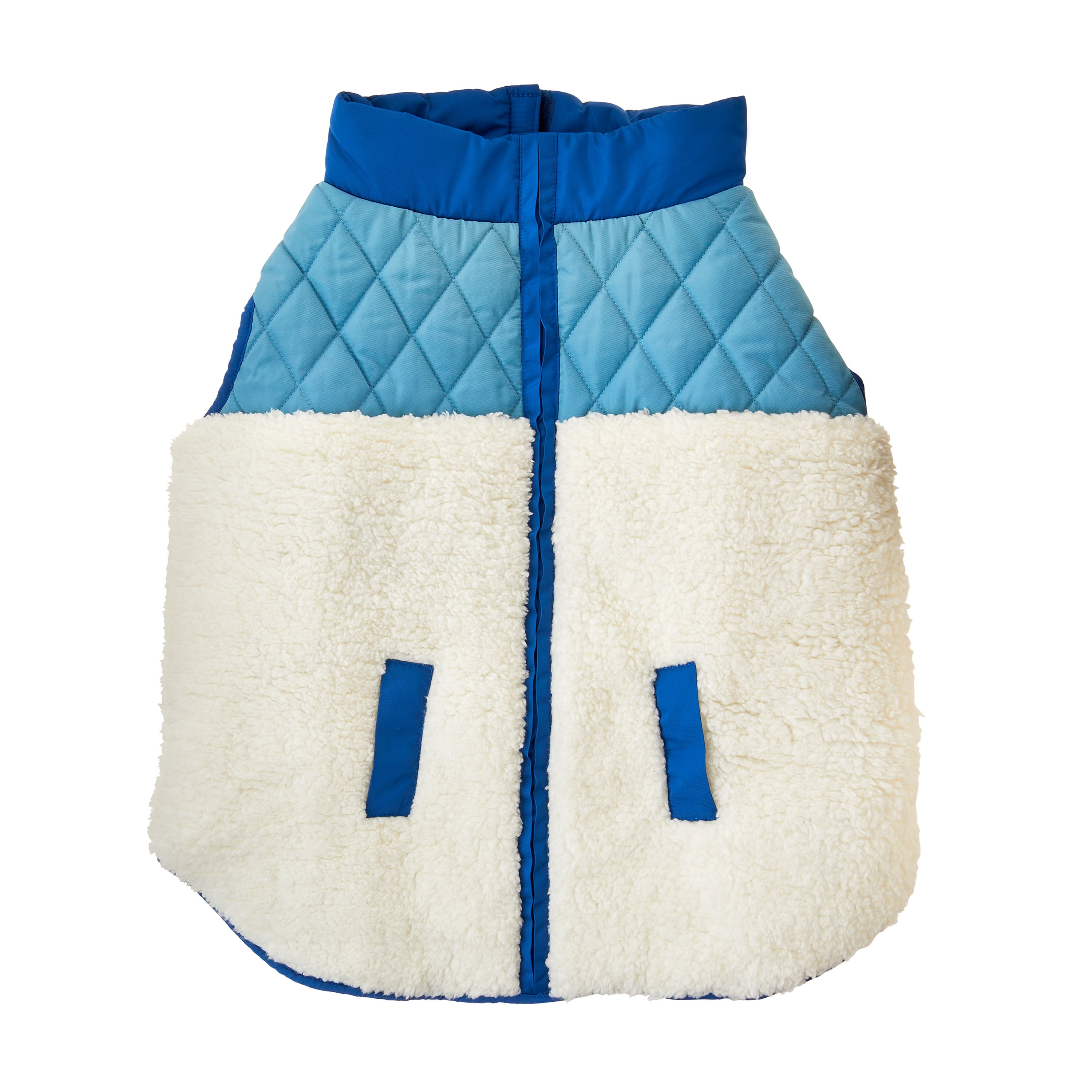 Vibrant Life Dog Clothes, Sherpa Contrast Yoke Pet Jacket, Blue, Large ...