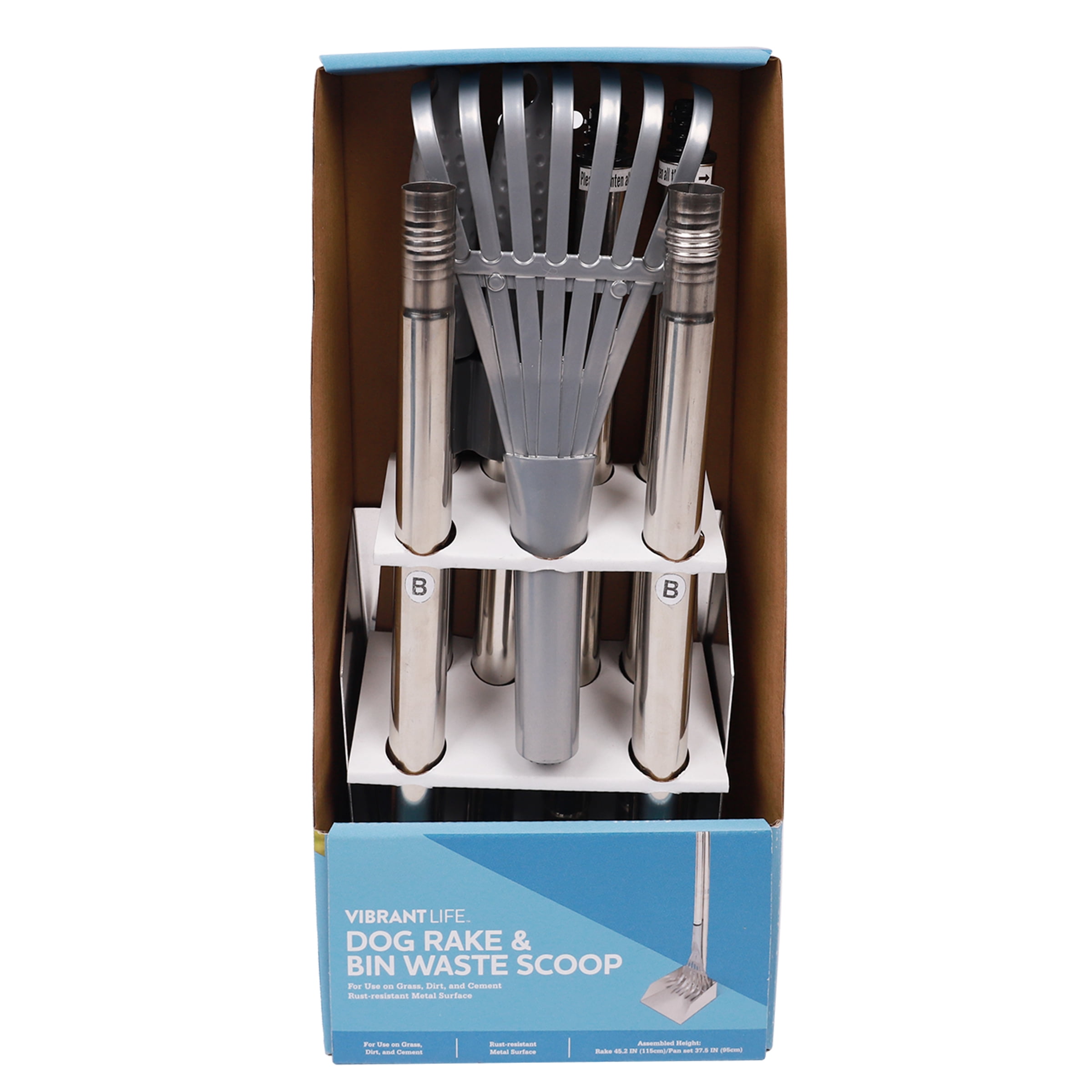 Vibrant Life Metal Dog Rake and Bin Pooper Scooper, 2 Piece Kit ...