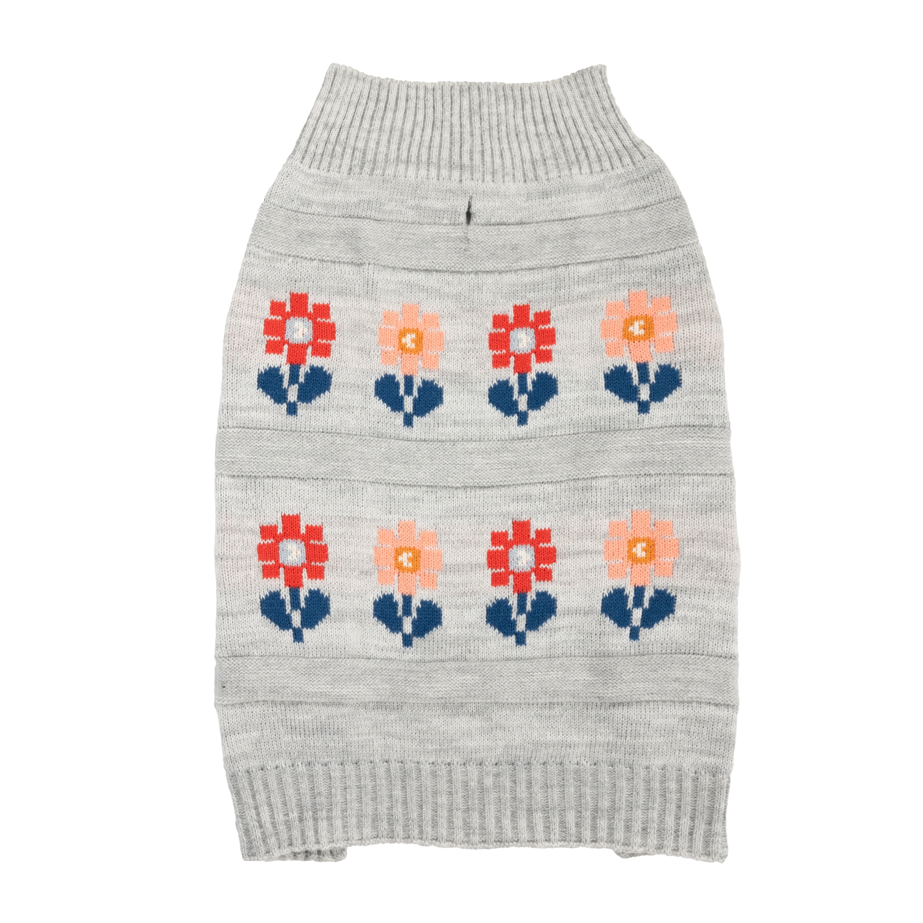 Vibrant Life Dog and Cat Clothes, Floral Cable Knit Pet Sweater, Gray ...