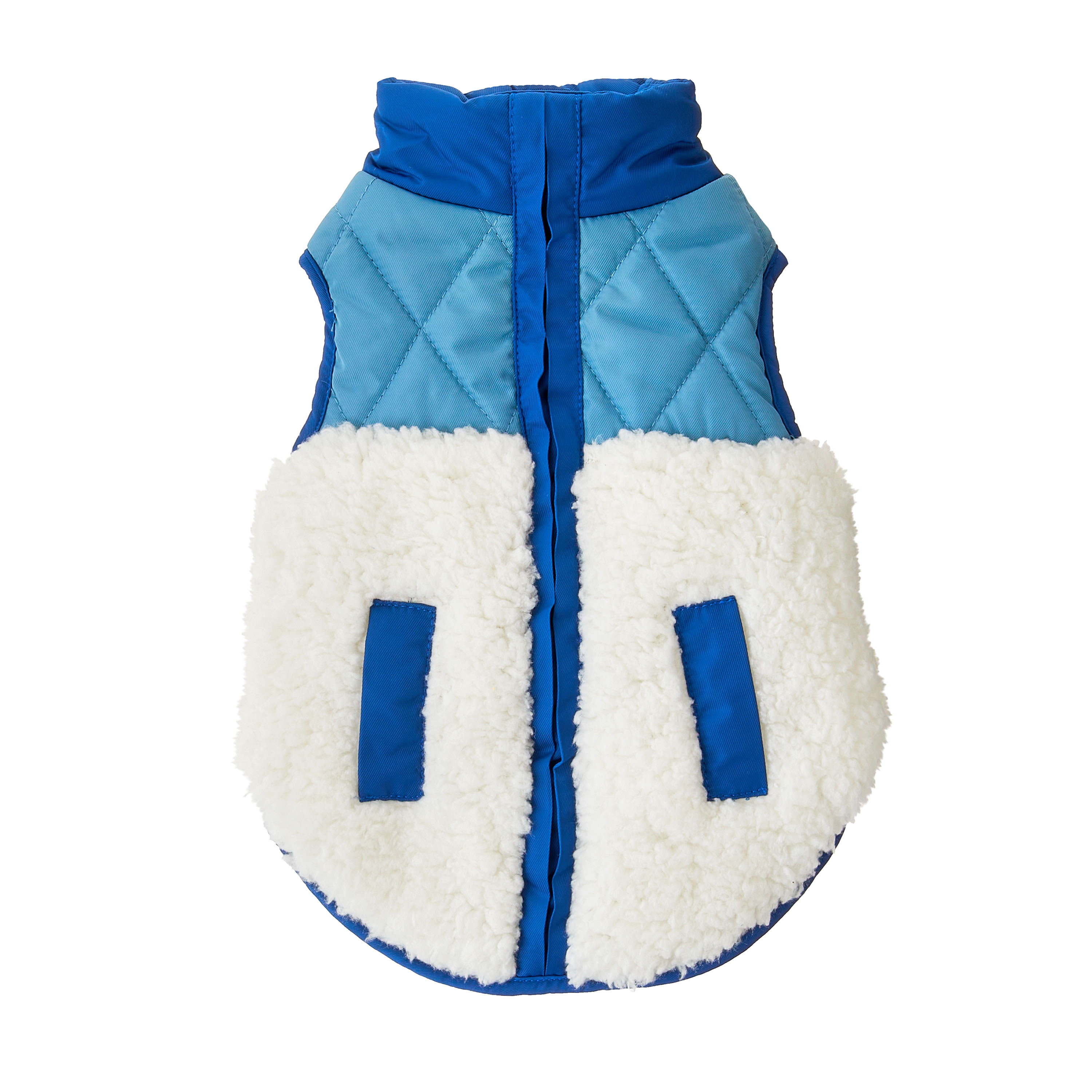 Vibrant Life Dog and Cat Clothes, Sherpa Contrast Yoke Pet Jacket, Blue ...