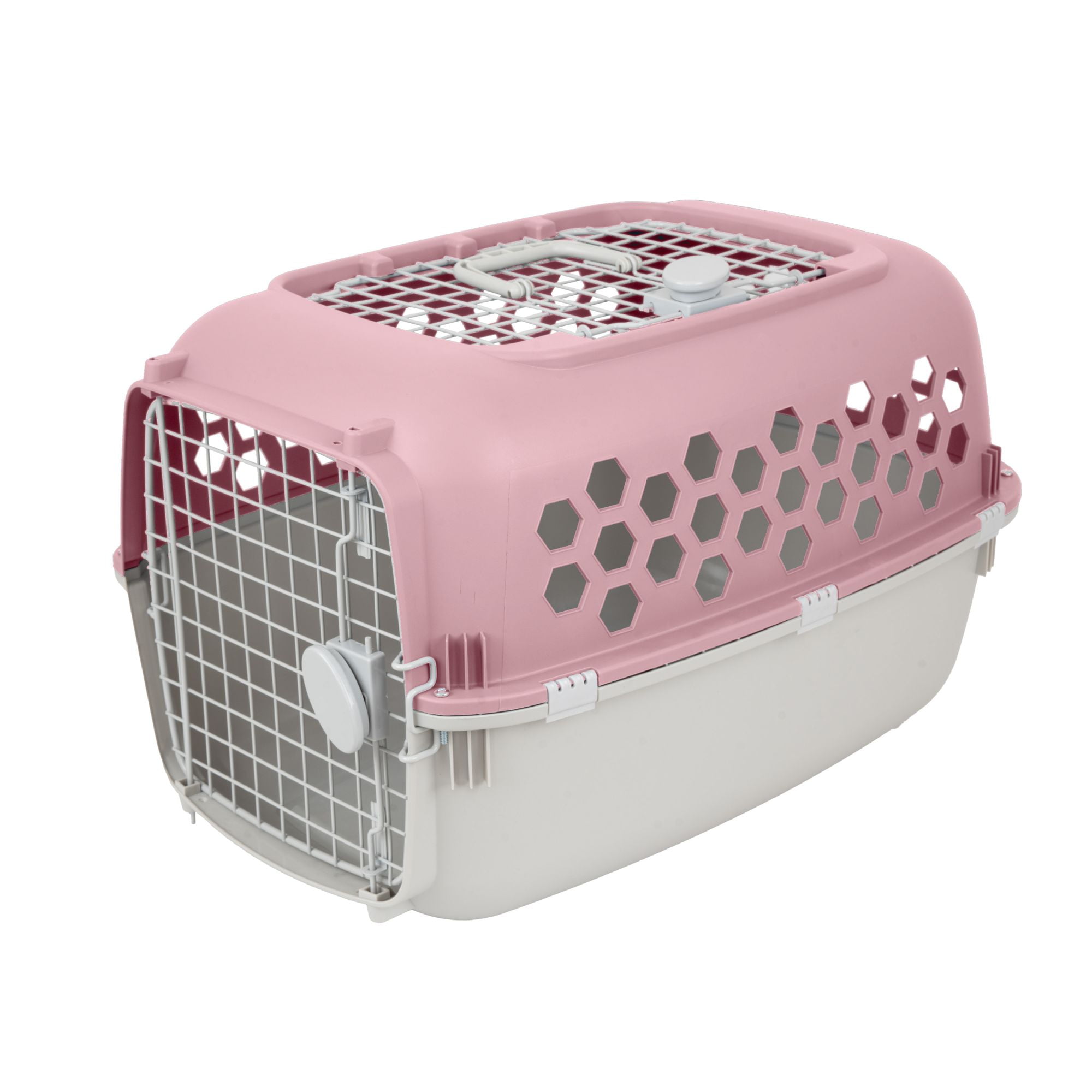 Vibrant Life 2-Door 24" Plastic Portable Kennel for Dogs, Pink ...
