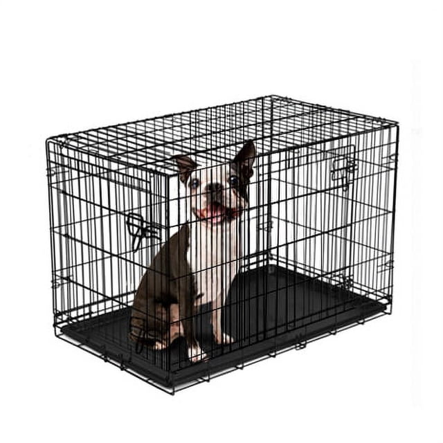 Vibrant Life Wire Dog Crate, Double-Door, Divider and Leak-Proof Tray ...