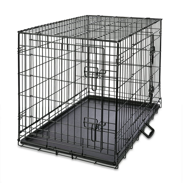 Vibrant Life Double Door Metal Wire Dog Crate with Leak-Proof Pan and ...