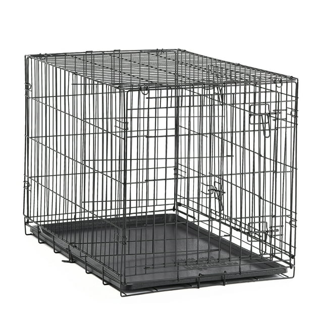 Vibrant Life Double Door Metal Wire Dog Crate with Leak-Proof Pan and ...