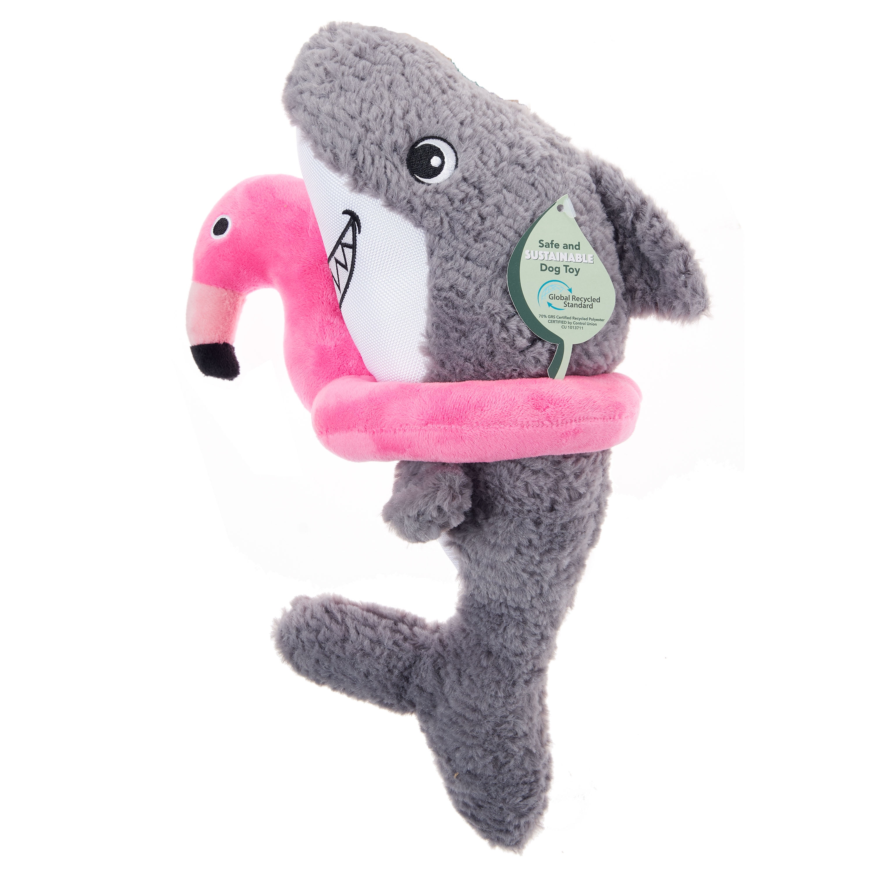 Vibrant Life Eco Cozy Buddy Dog Toy, Flamingo Floaty Shark, Large ...