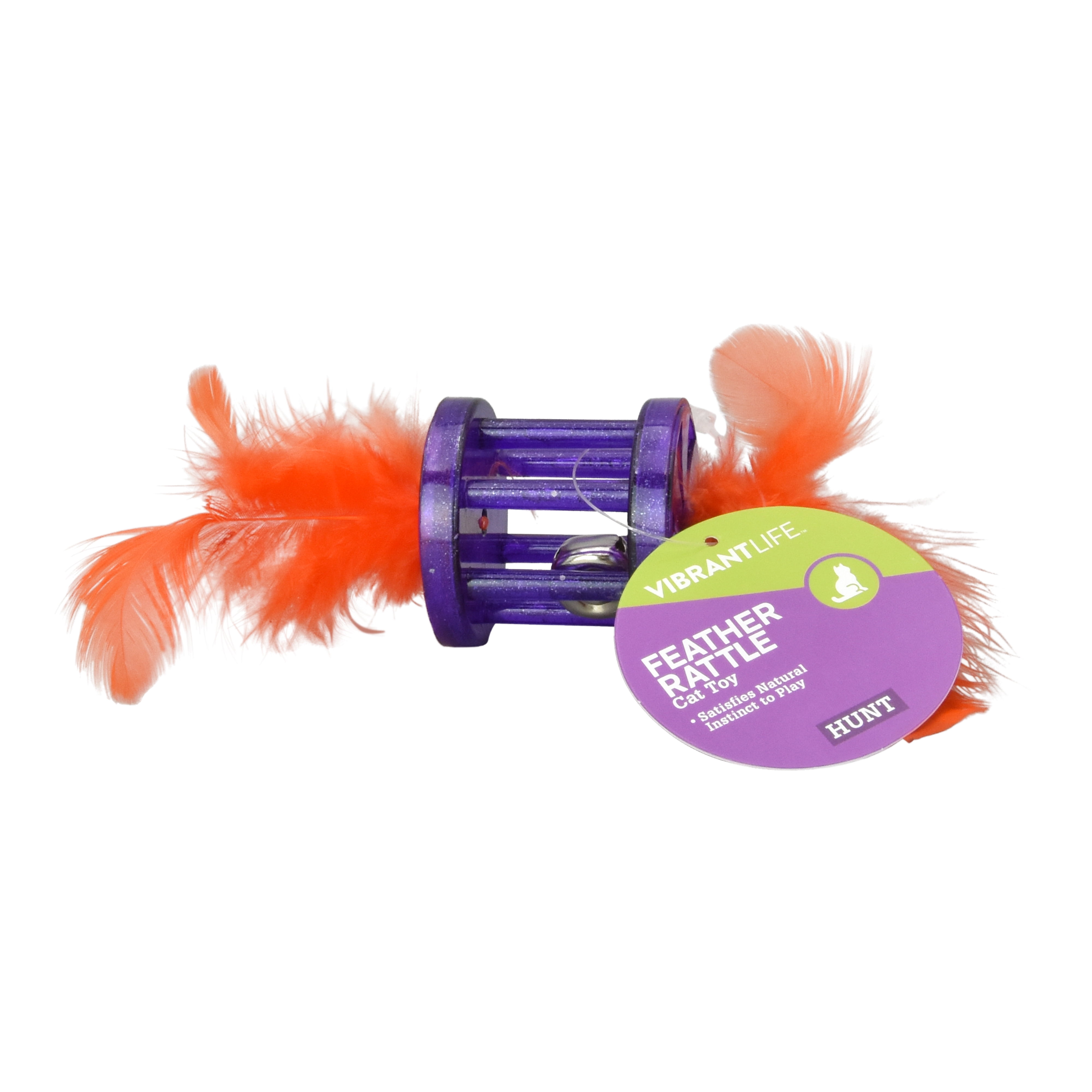 Vibrant Life Feather Rattle Cat Toy Purple Lightweight Toy with Genuine ...
