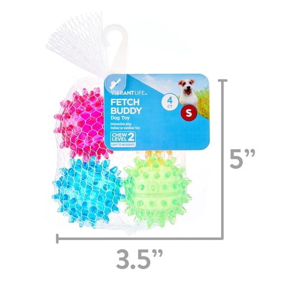 Vibrant Life Fetch Buddy Spiky Ball Dog Toy, Small, Chew Level 2 ...