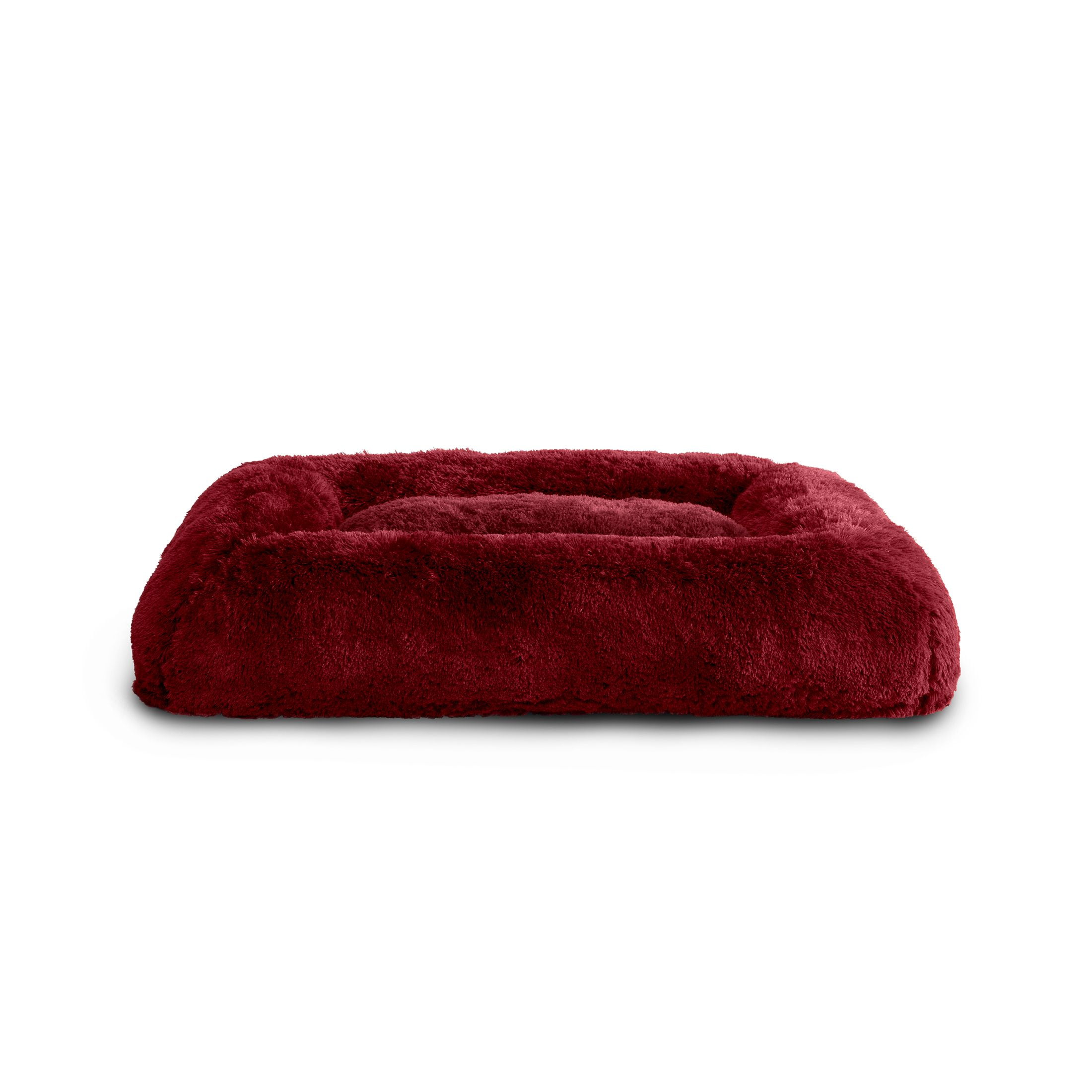 Vibrant Life Furry Bolster Large Pet Bed, Red, 36