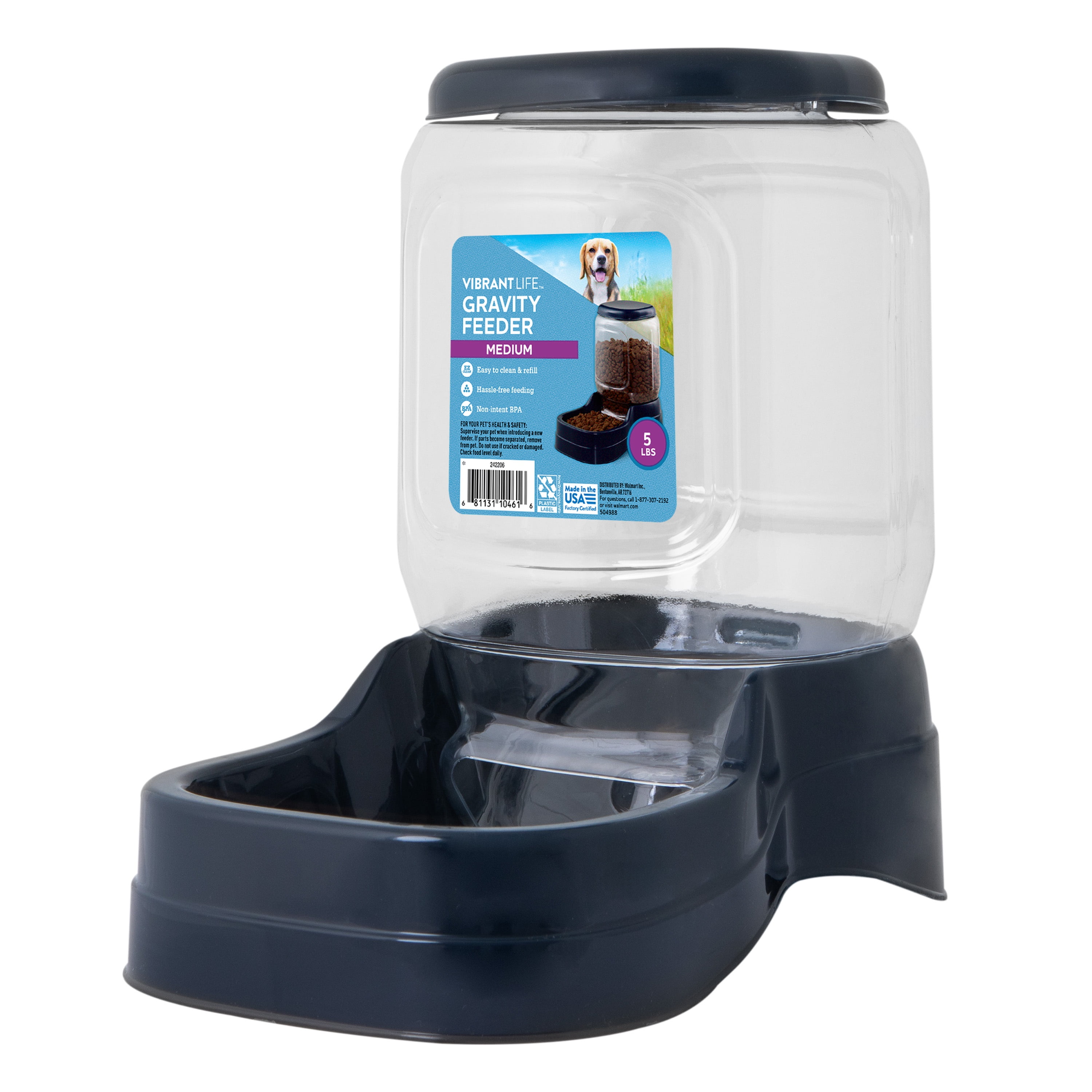 Vibrant Life Gravity Pet Feeder, Blue, Medium for Dogs and Cats, 5 ...