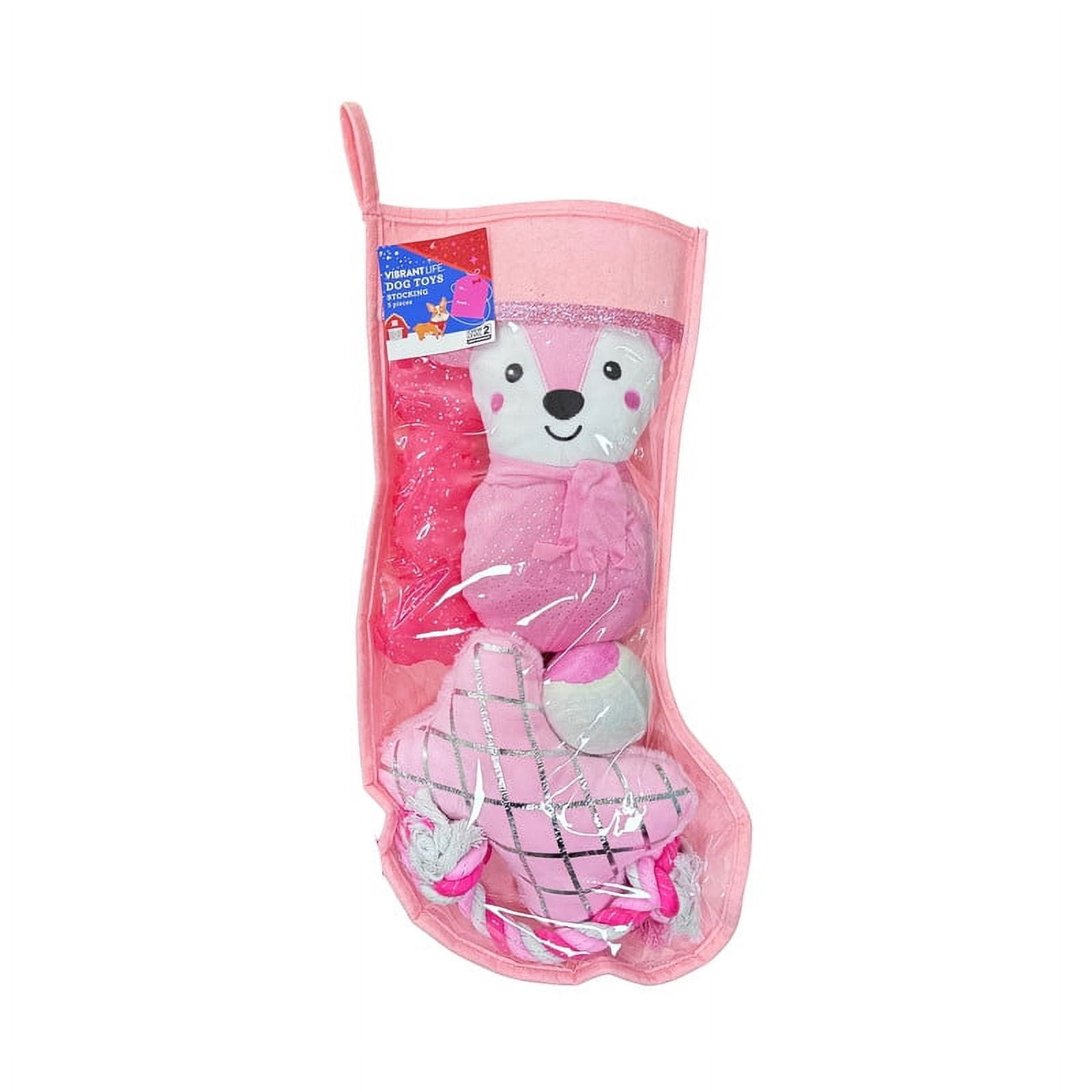 Vibrant Life Holiday 5-Piece Dog Toy Stocking Gift Set, Pink, Chew ...